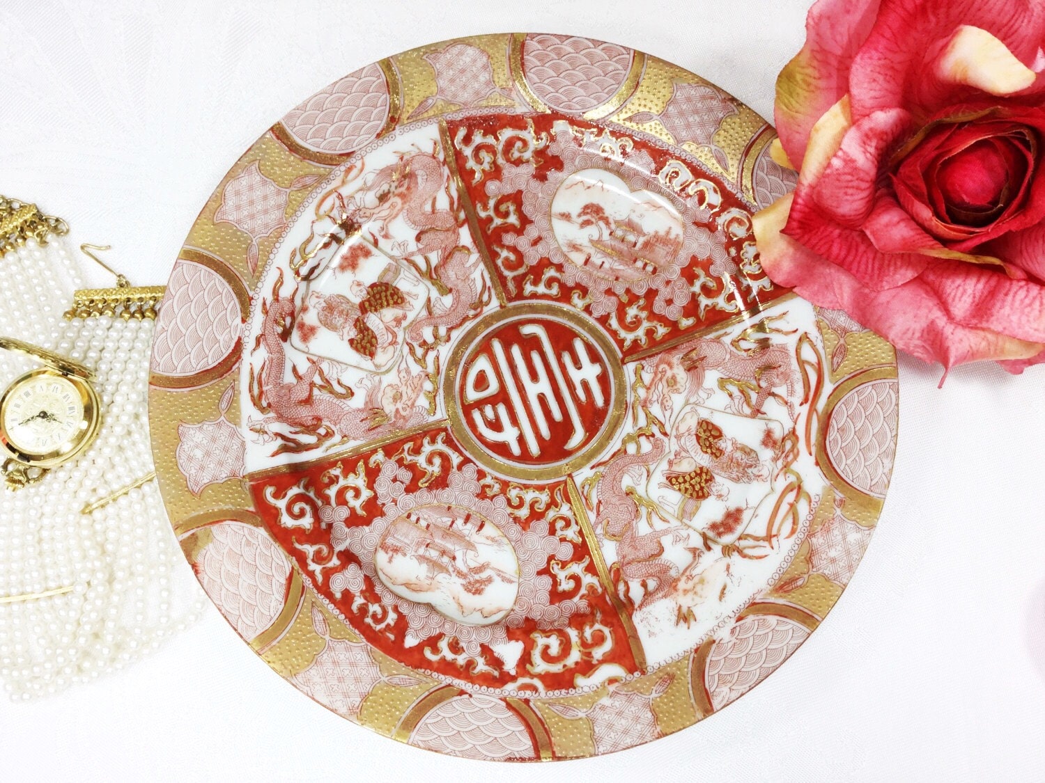 Hand Painted Oriental Display Plate, Handpainted Plate, Wedding Gift ...