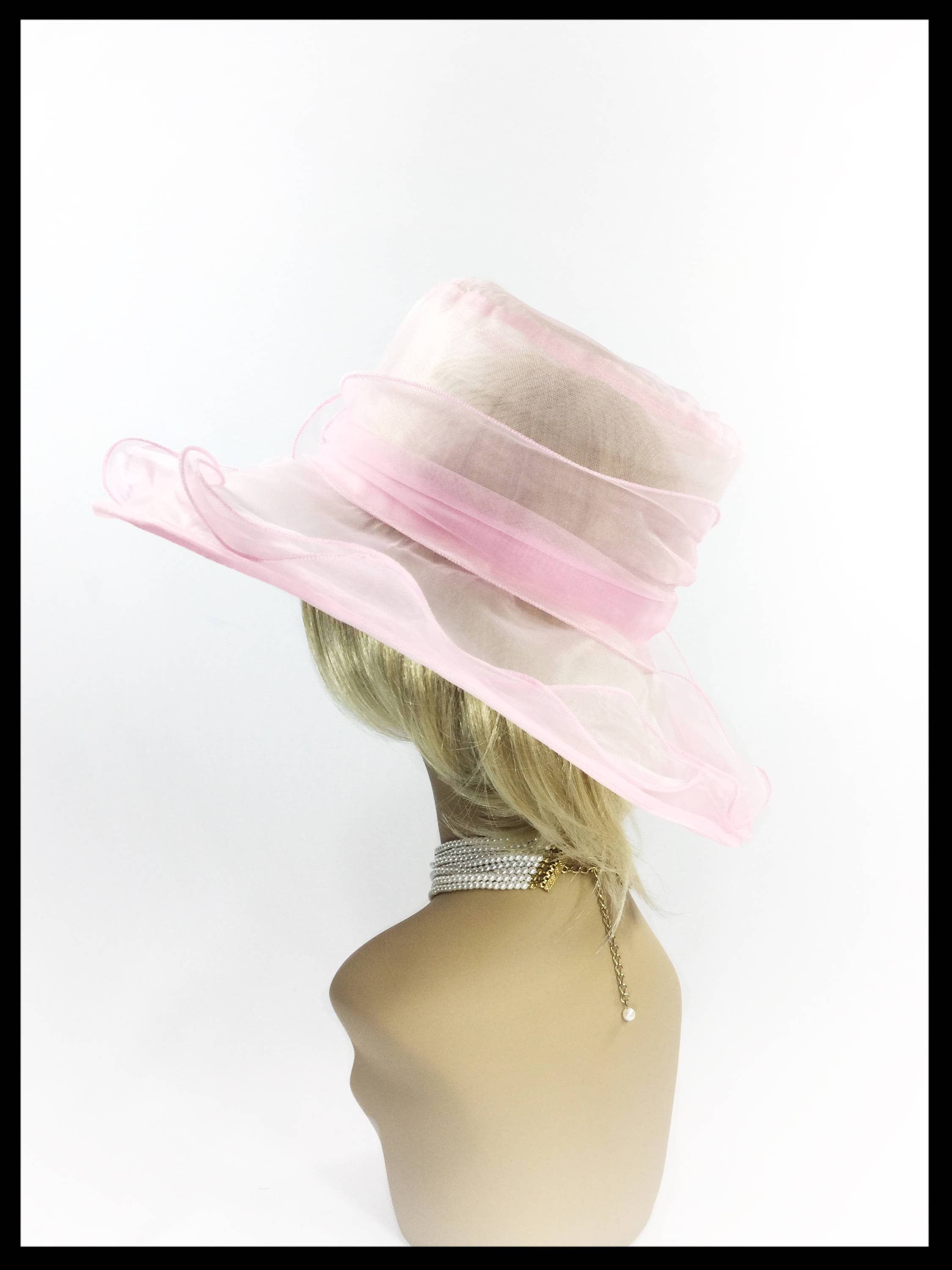 Ladies Sheer Pink Tea Party Hat, Summer Hat, Dress Up Hat, Headpiece ...