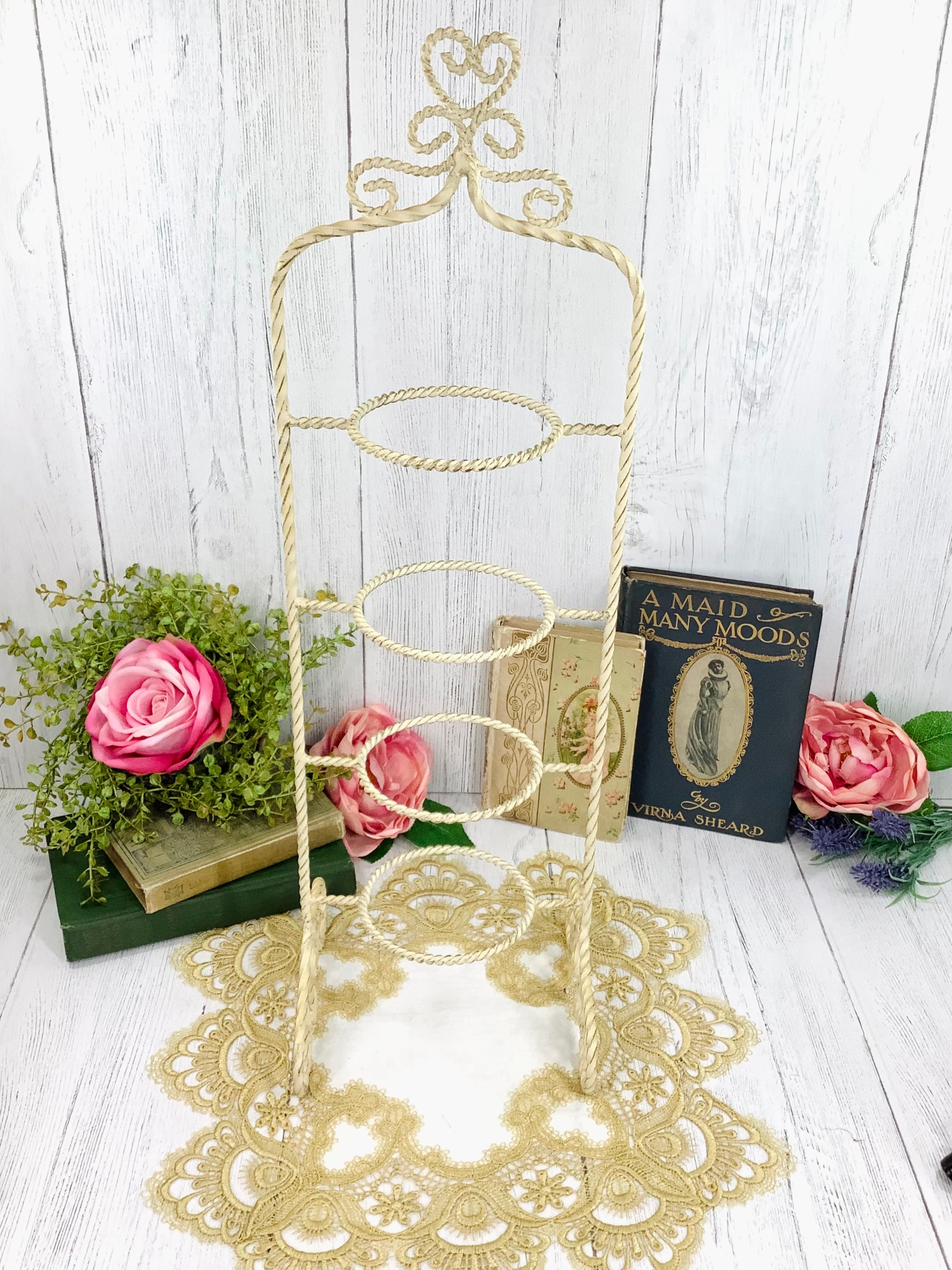 4 Tier Twisted Metal Shabby Chic Tea Cup and Saucer Display Stand, Tea ...