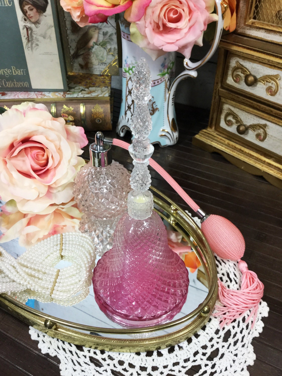 Pink Rosepoint Bell Cotillion Perfume Bottle, Cotillion Cologne, for ...