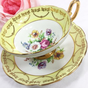 Regency Yellow Tea Cup & Saucer, English Fine Bone China Tea Set, for ...
