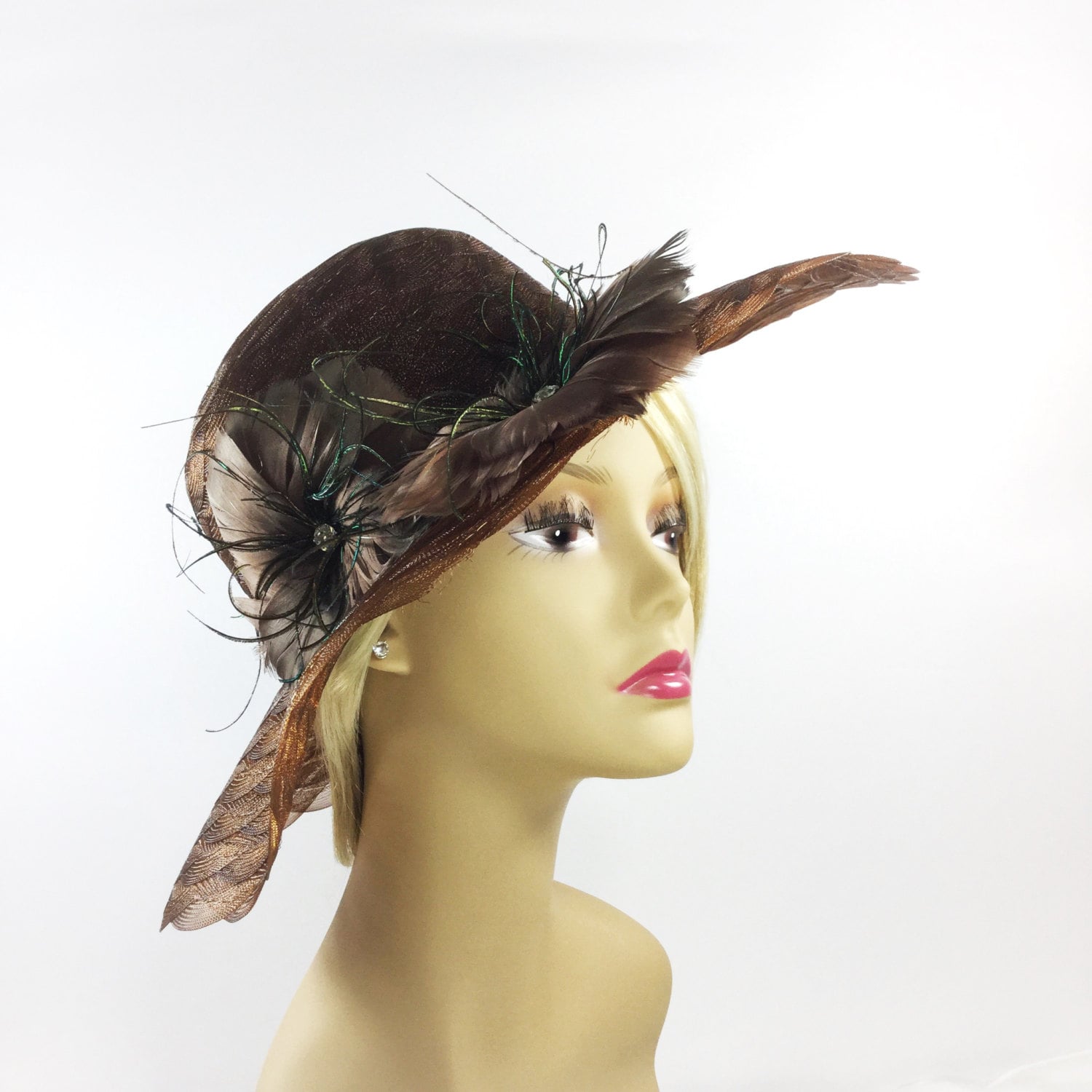 Elegant Ladies Textured Cappuccino Coffee Tea Party Hat, Summer Hat ...