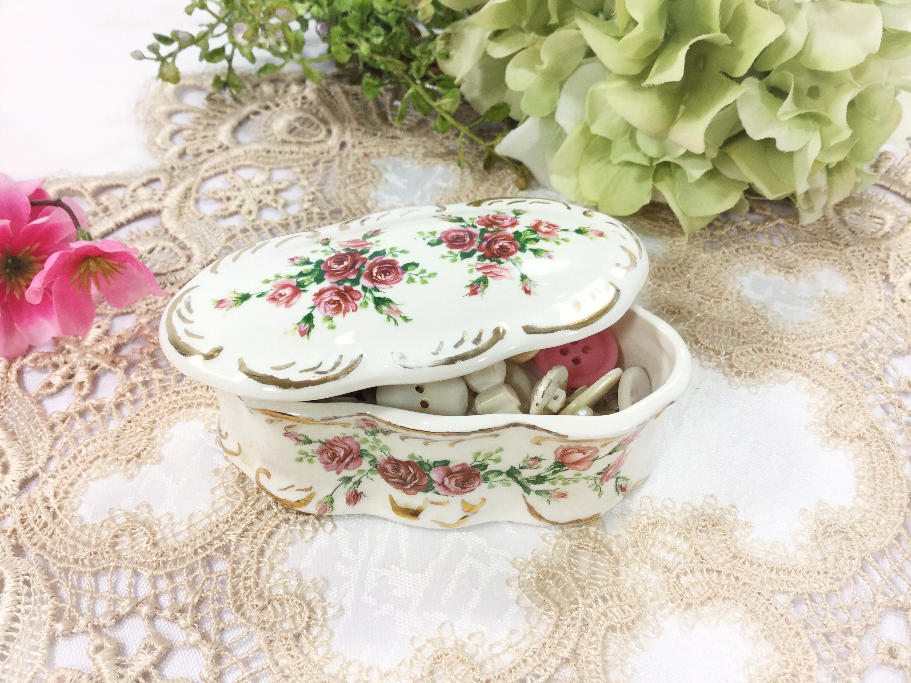 Floral Trinket Box, Victorian Trinket Box, Victorian Jewelry Box, Gift ...