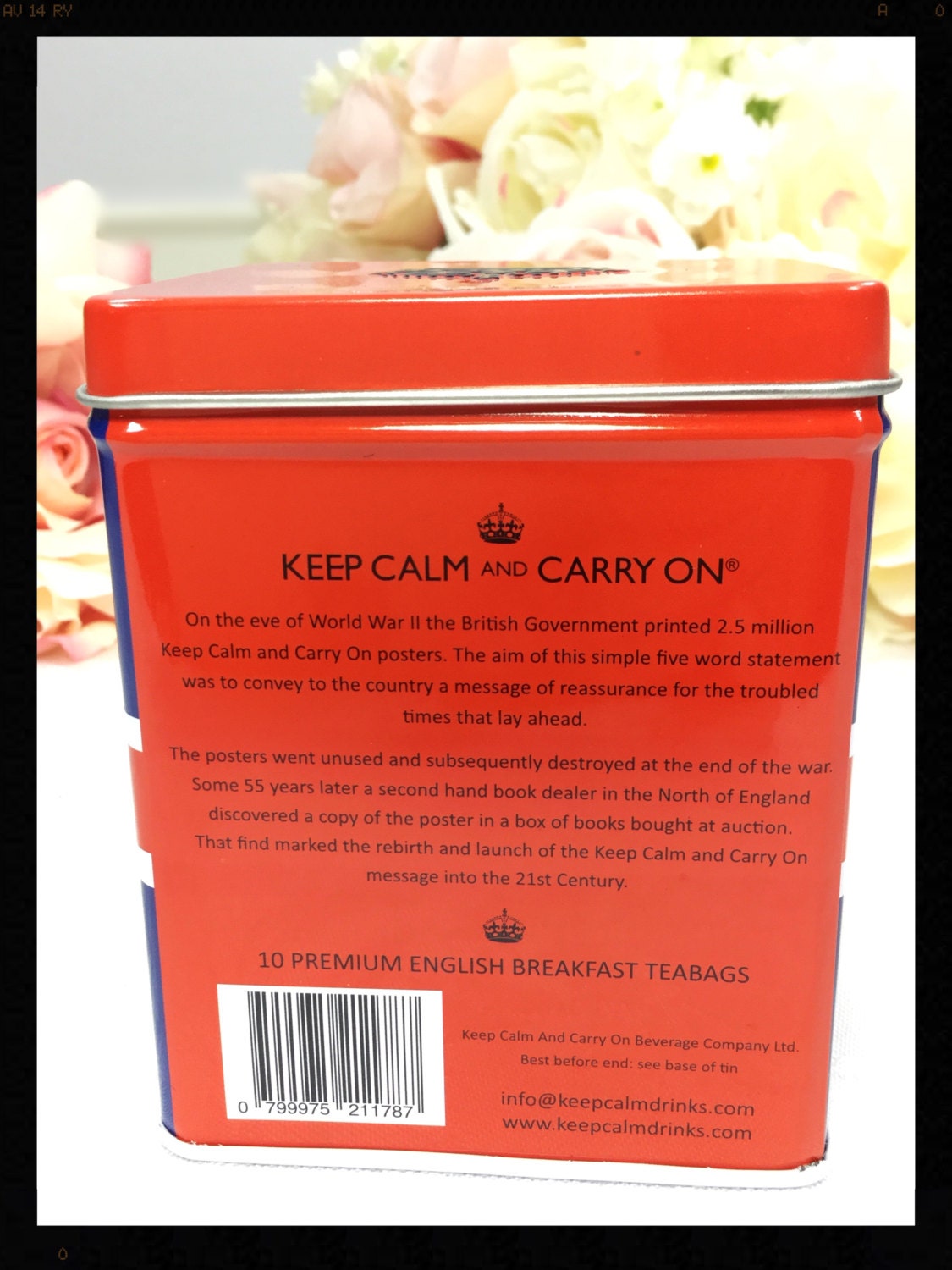 Unopened English Breakfast Tea Tin, Keep Calm & Carry On English Tea ...
