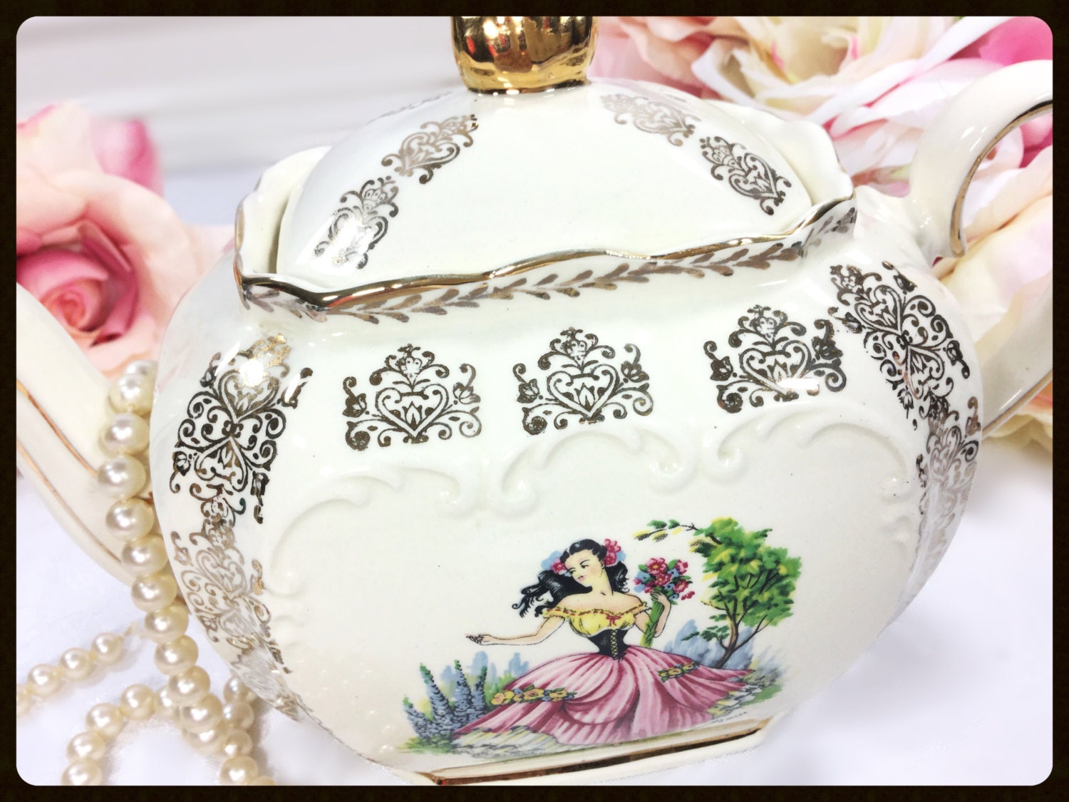 Elegant Cubed Sadler Dainty Miss Teapot, Dainty Miss English Teapot ...