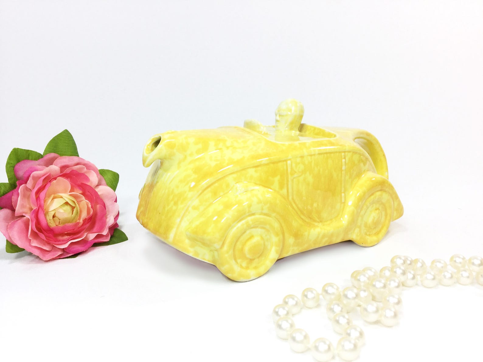 Mottled Yellow Sadler Racing Car Teapot Art Deco Car Teapot | Etsy