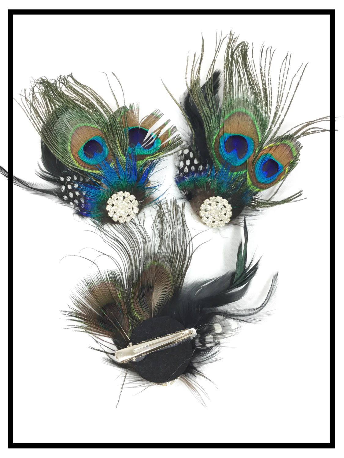 Lot of 3 Ladies Peacock Feather Hair Clips, Peacock Hair Accessory For ...
