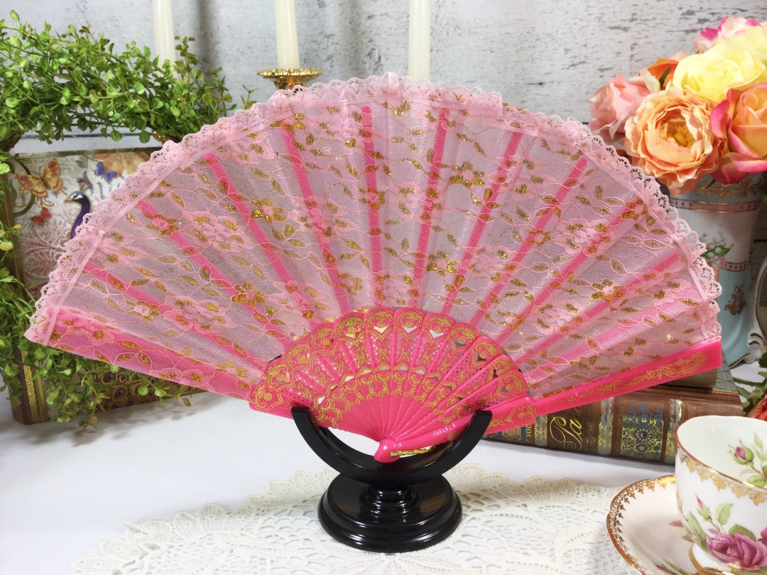 Pink Lace Spanish Fan Pink Lace Hand Fan - Etsy