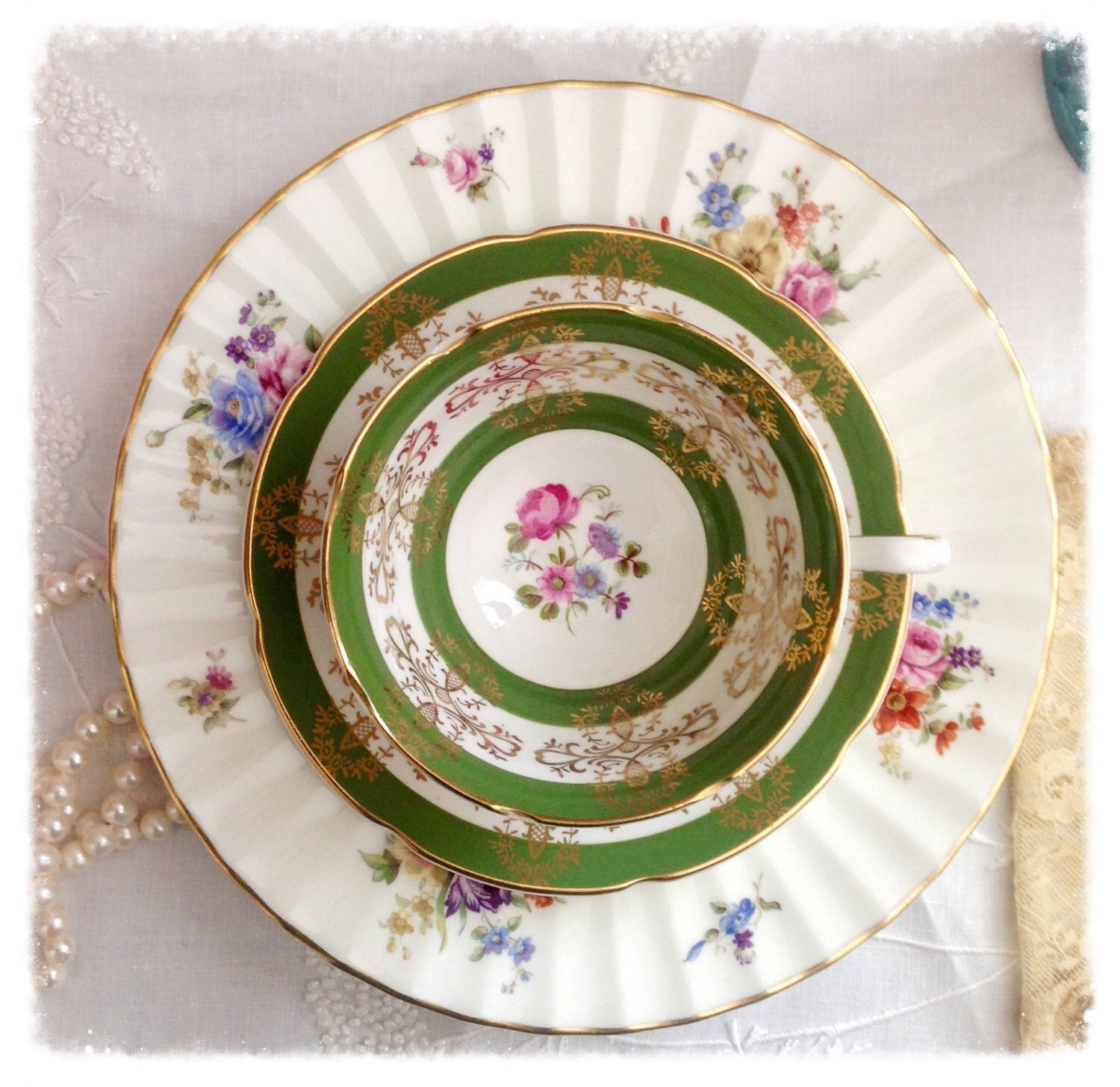 Dazzling Vintage Royal Grafton Royal Worcester Floral Gold Gilt ...