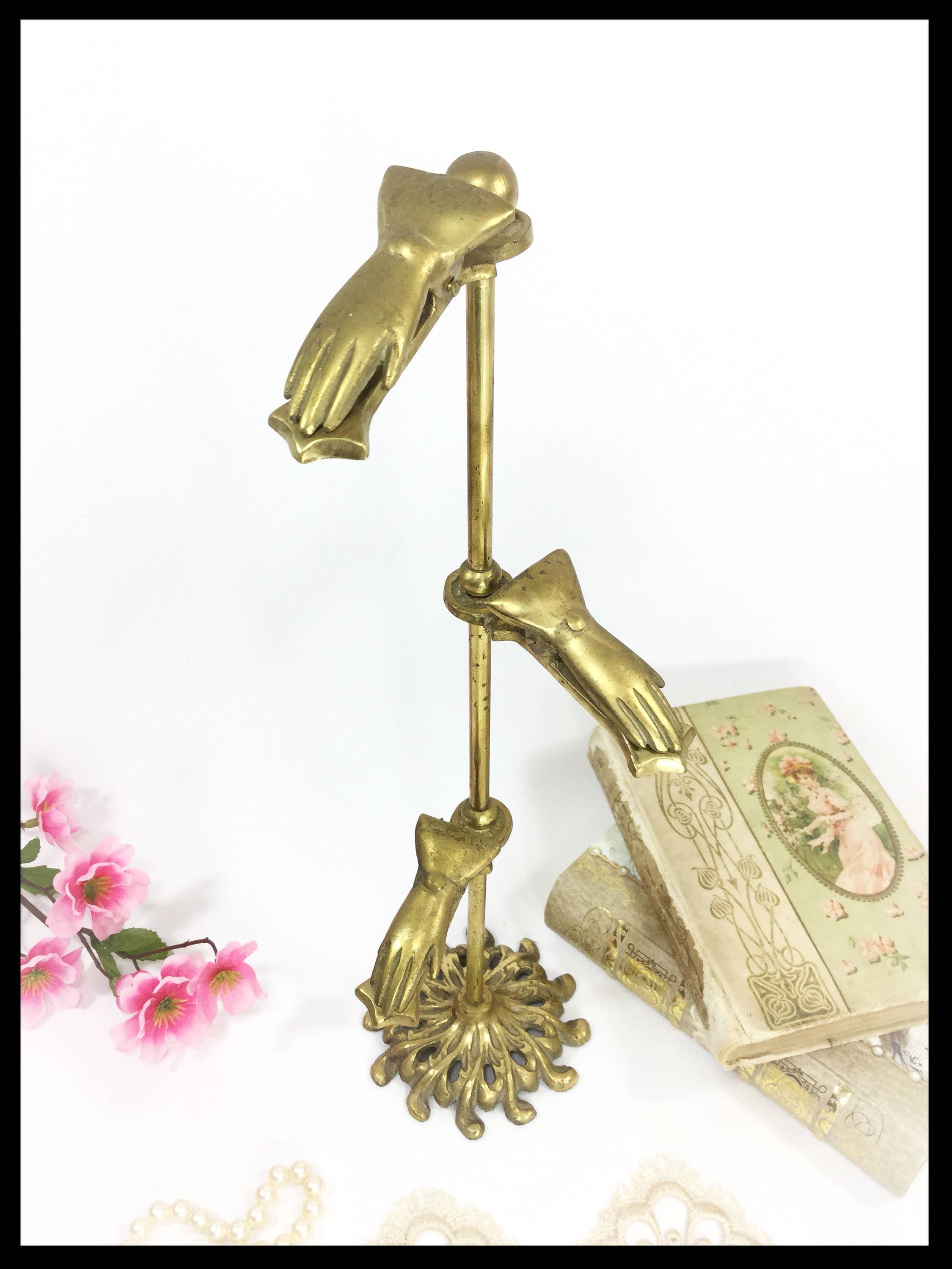 Vintage Victorian Brass 4 Hand Clip Stand, Business Card Holder ...