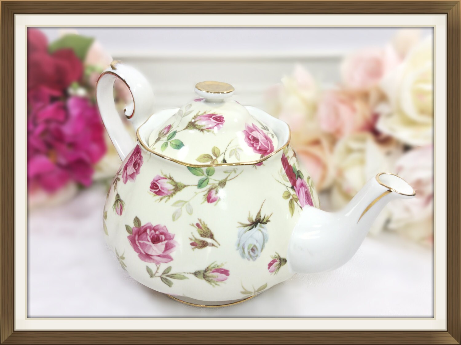 Full Sized Floral Porcelain Teapot for Tea Set, Tea Party, Wedding ...