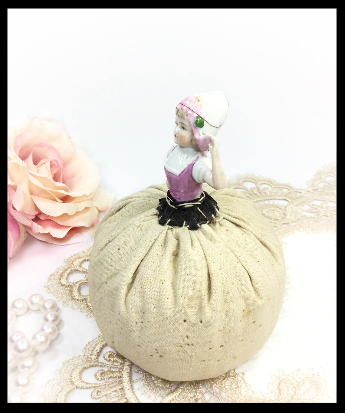 Vintage Porcelain Lady Pincushion Sewing Hatpin Display - Etsy
