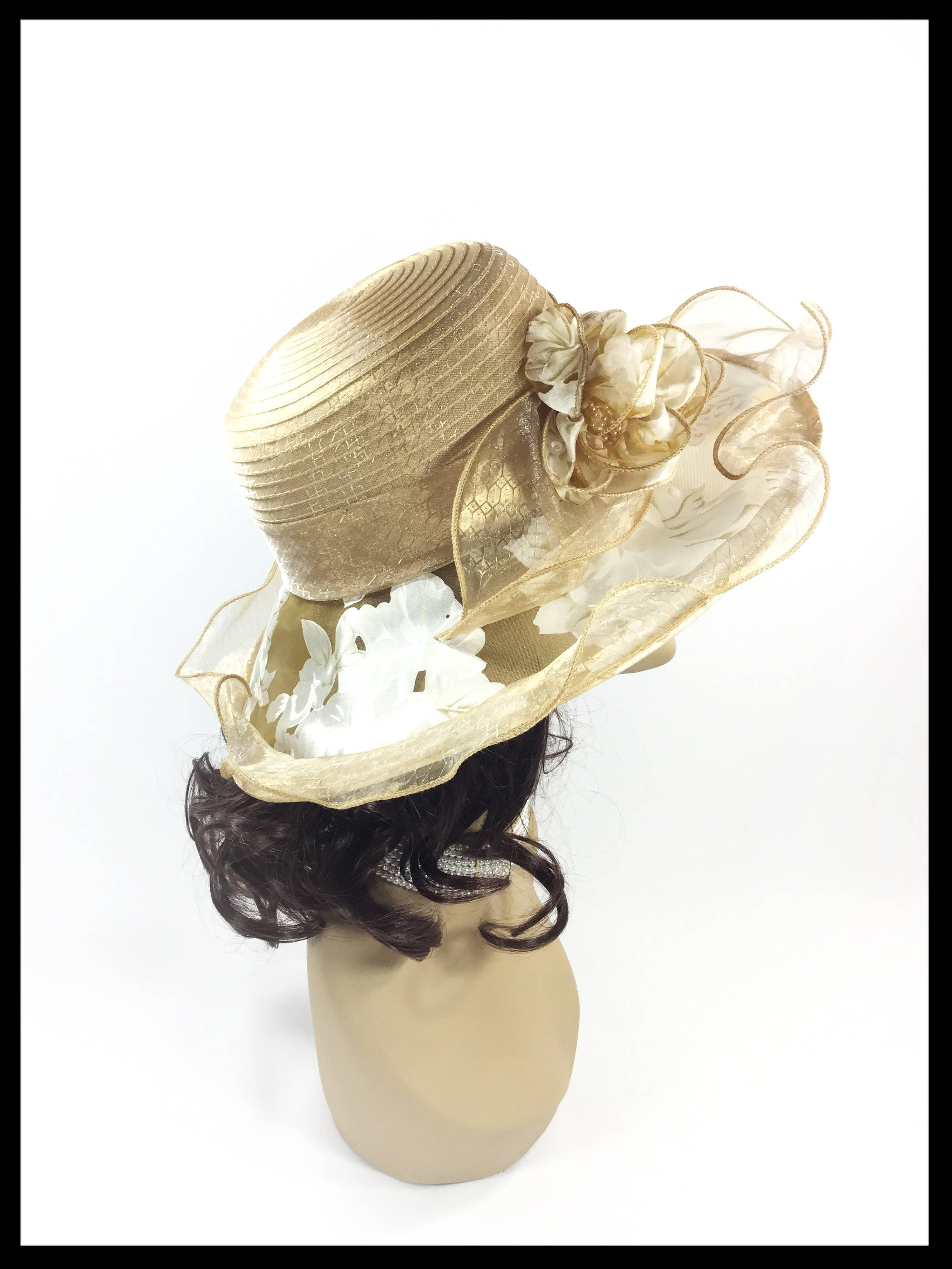 Beautiful Brown Ladies Tea Party Hat, Ladies Summer Hat, Dress Up Hat ...