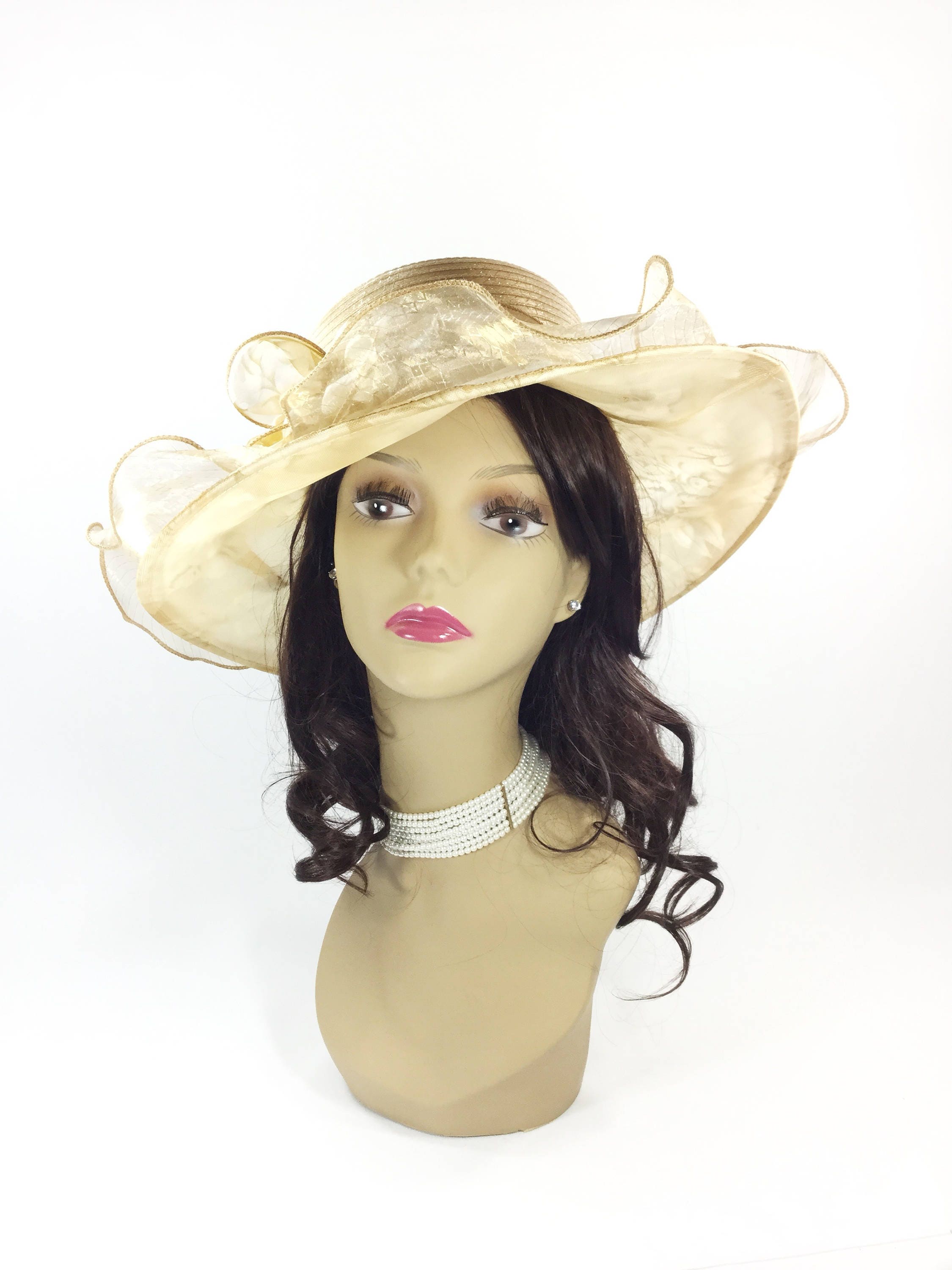 Beautiful Brown Ladies Tea Party Hat, Ladies Summer Hat, Dress Up Hat ...