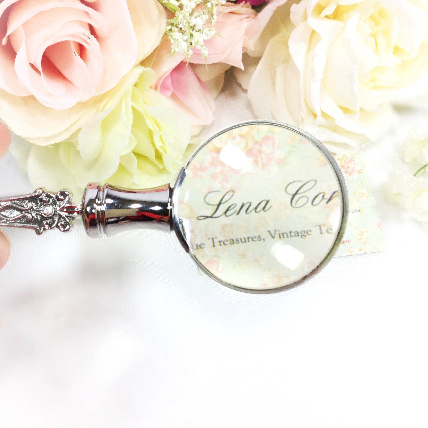 Chic Silver Cross Magnifying Glass, Vintage Office Decor, Vintage Desk ...