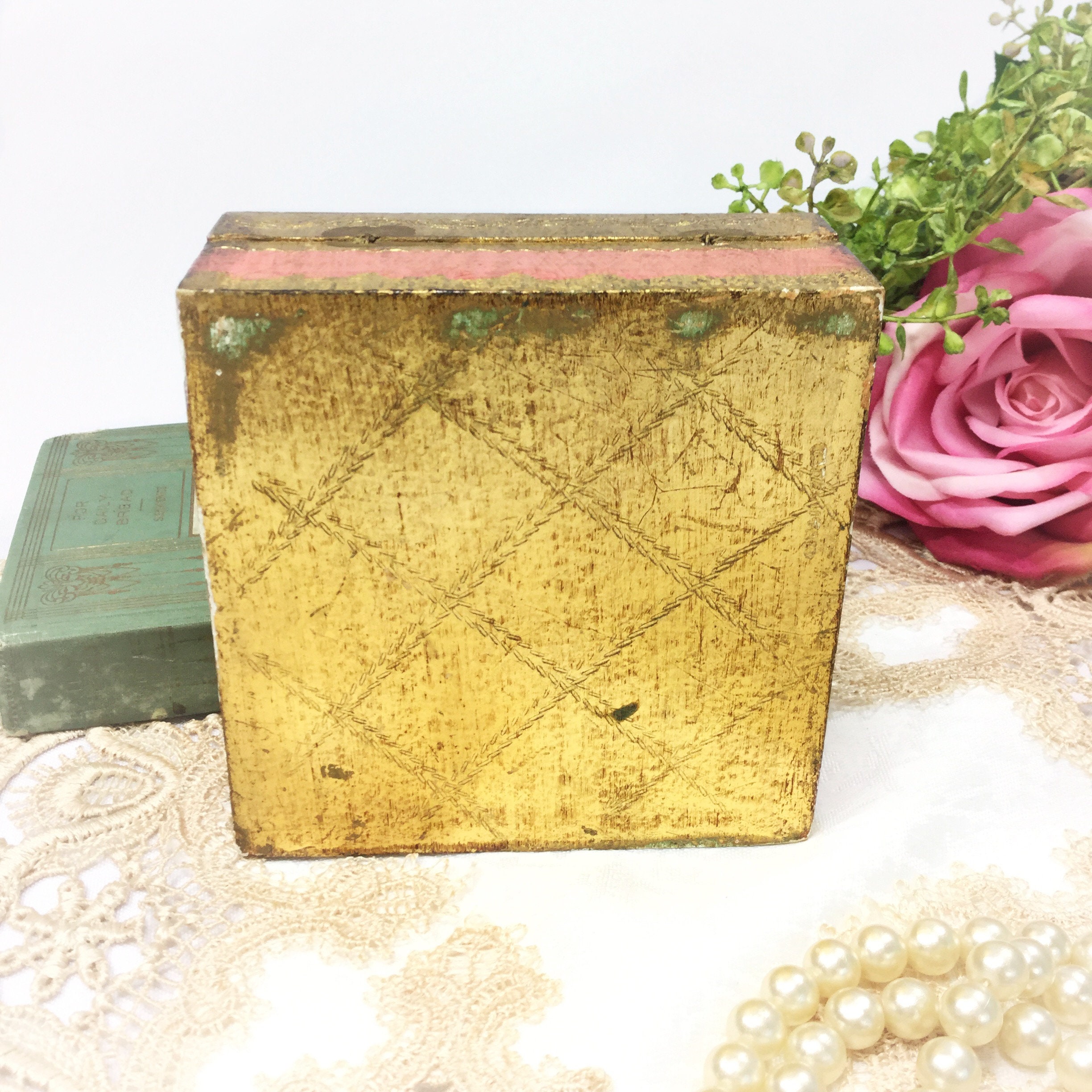 Italian Florentine Scenic Jewelry Box, Portrait Trinket Box, Gold ...
