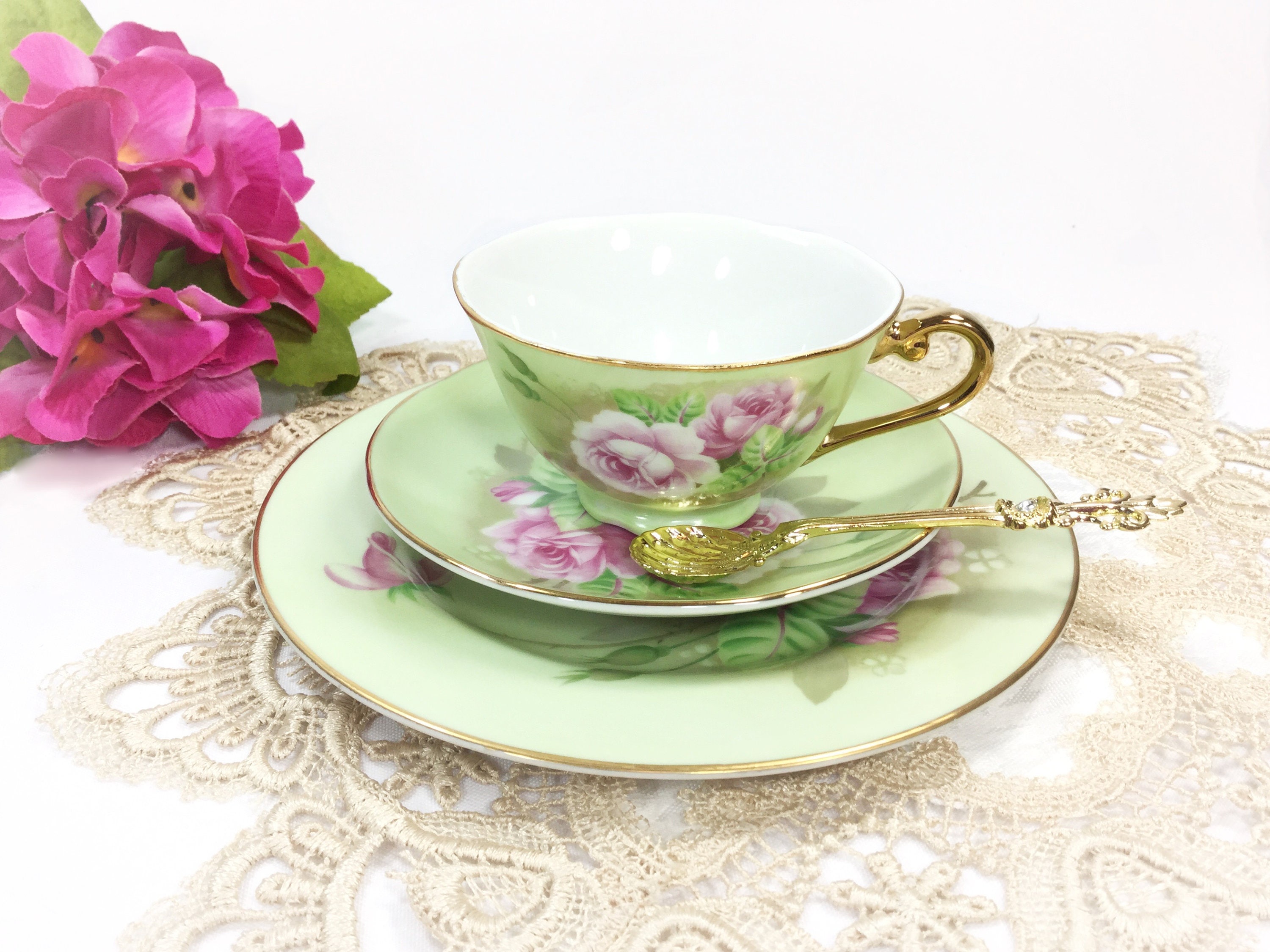 Lefton Heritage Trio Tea Set Lefton Cup Saucer And Plate Lefton Heritage Tea Set Heritage