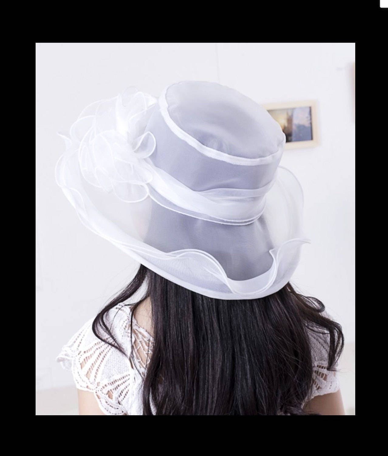 Elegant Ladies Sheer White Tea Party Hat, Summer Hat, Dress Up Hat ...