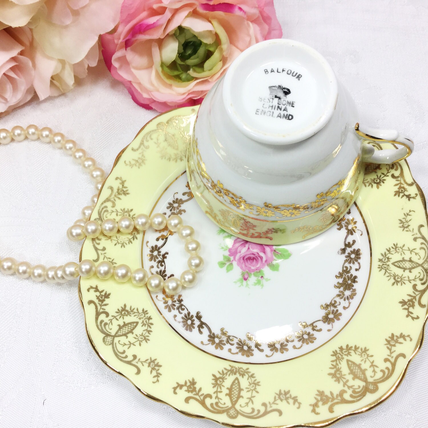 Gilt Yellow Floral English Tea Set, Yellow Fine Bone China English Tea ...