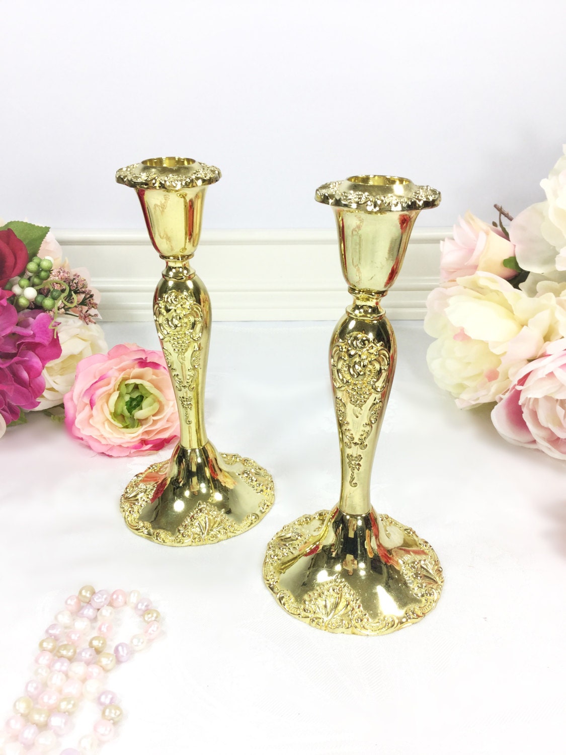 Exquisite Godinger Gold Baroque Ornate Candlesticks, Set of 2, Gold ...