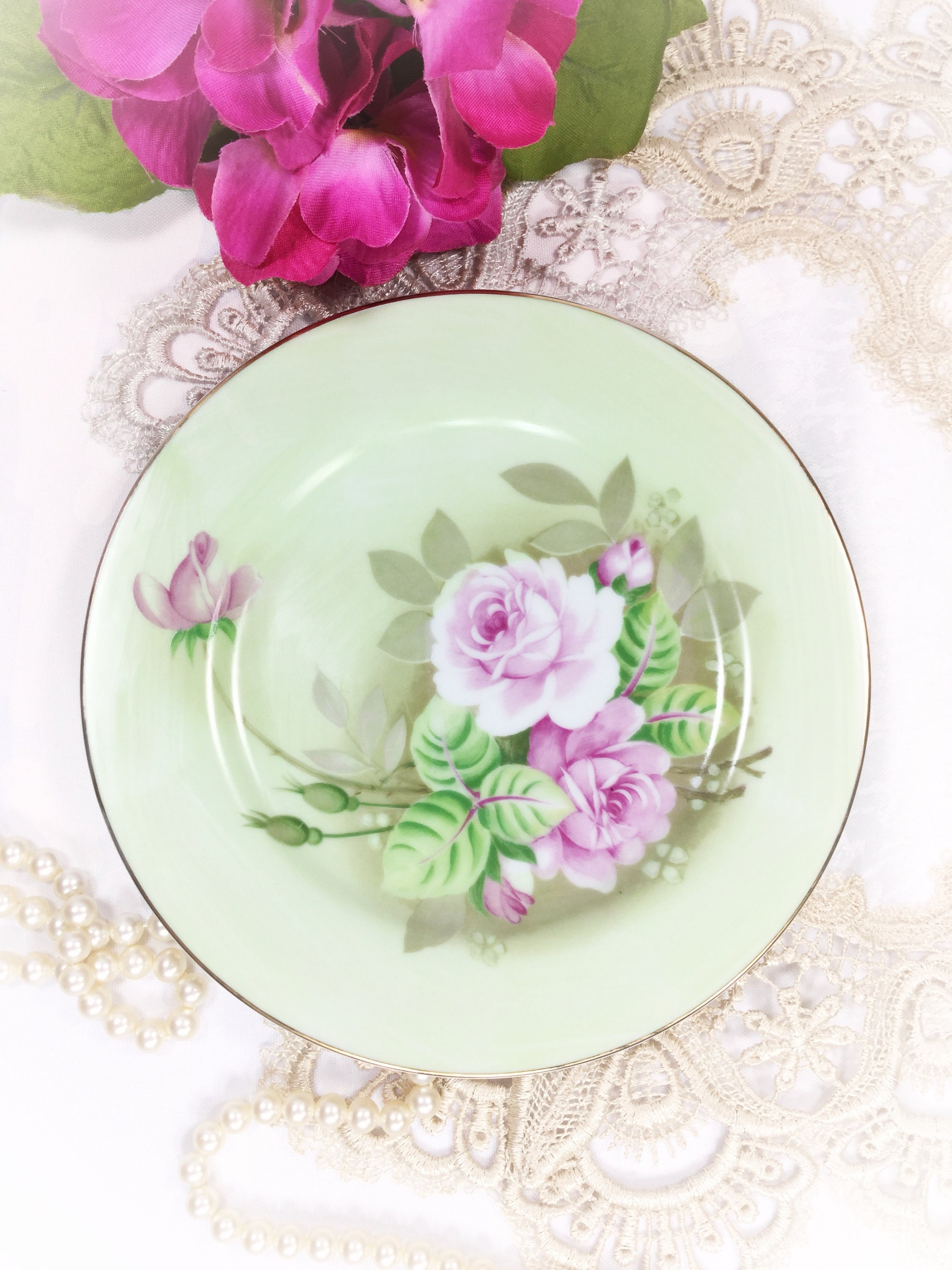 Lefton Heritage Salad Plate, Lefton Porcelain Plate, Lefton Display ...