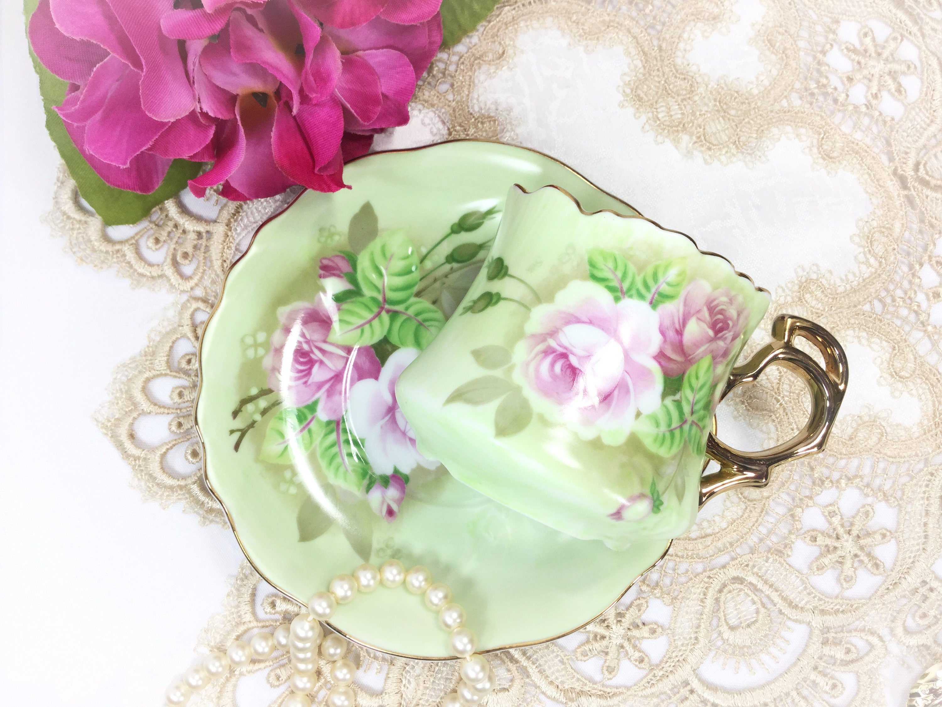 Lefton Heritage Cup and Saucer, Lefton Heritage Tea Set, Lefton ...