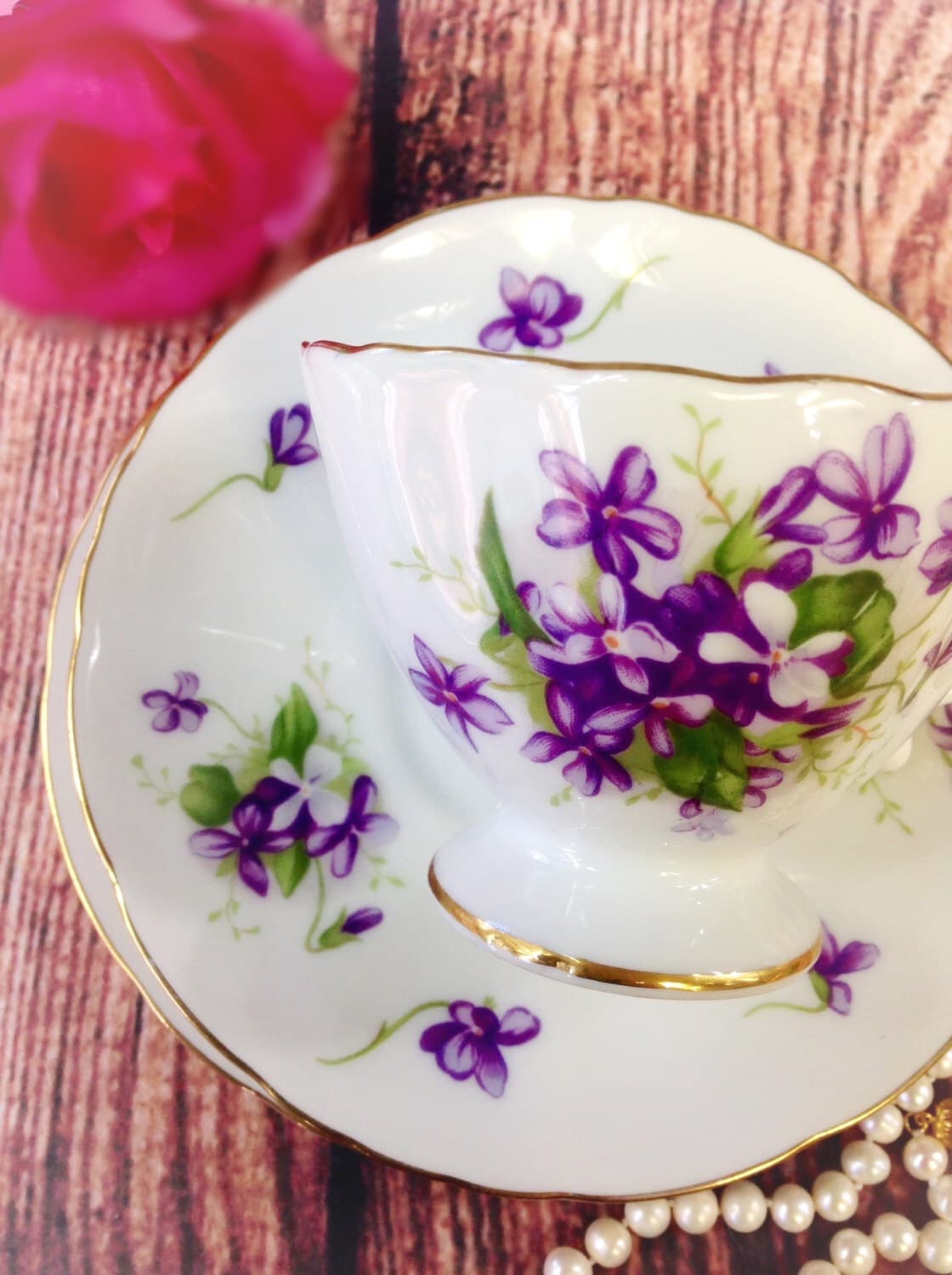 Elegant Hand Painted Vintage Rossetti Spring Violetes Trio Tea Set Cup ...