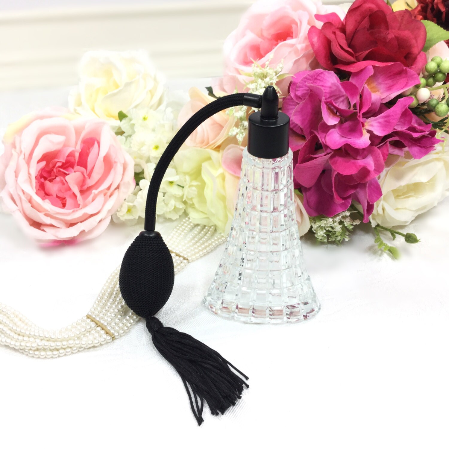 Glass Cut Black Perfume Atomizer, Black Perfume Spray Bottle for Vanity ...