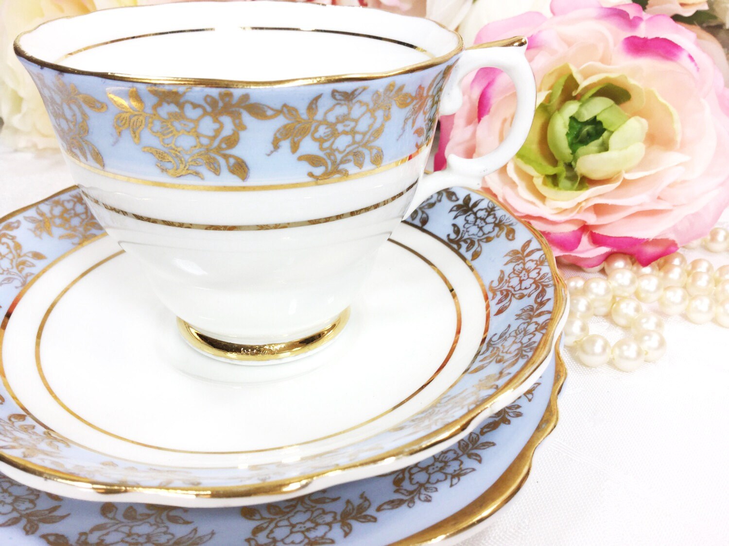 English Bone China Trio Tea Set, Cup, Saucer, Plate for Tea Set Tea ...