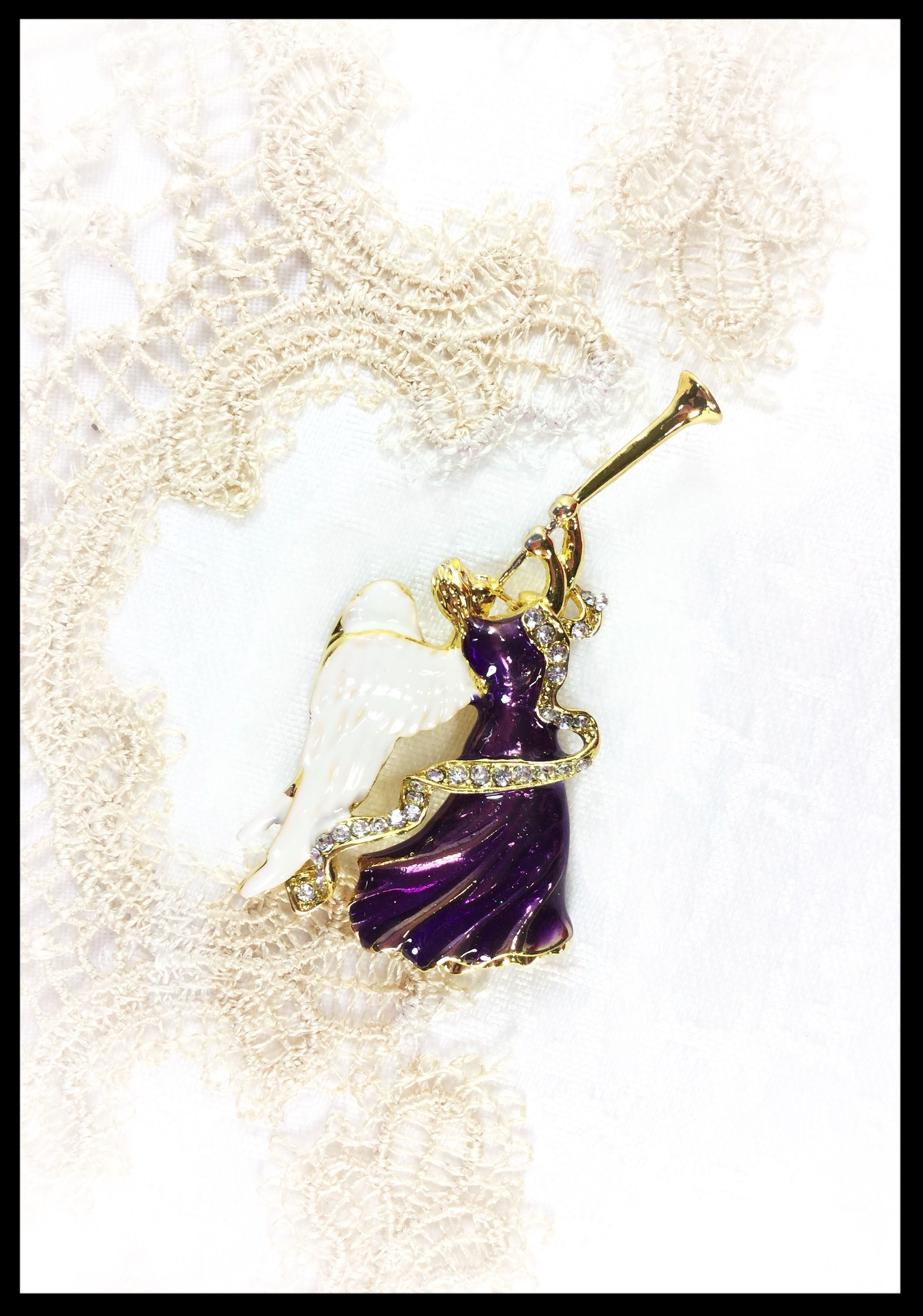 Purple Angel Brooch, Angel Pin For Christmas, Mothers Day Pin ...