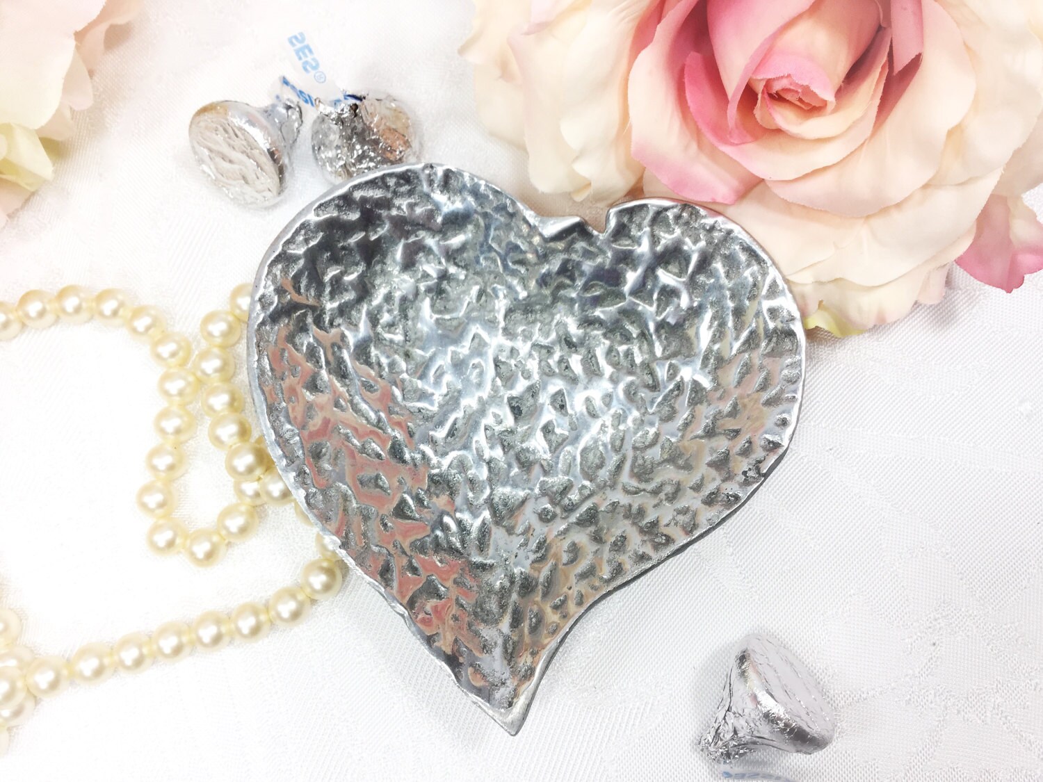 Lovely Pewter Heart Shaped Trinket Dish, Heart Pin Dish, Trinket Holder ...