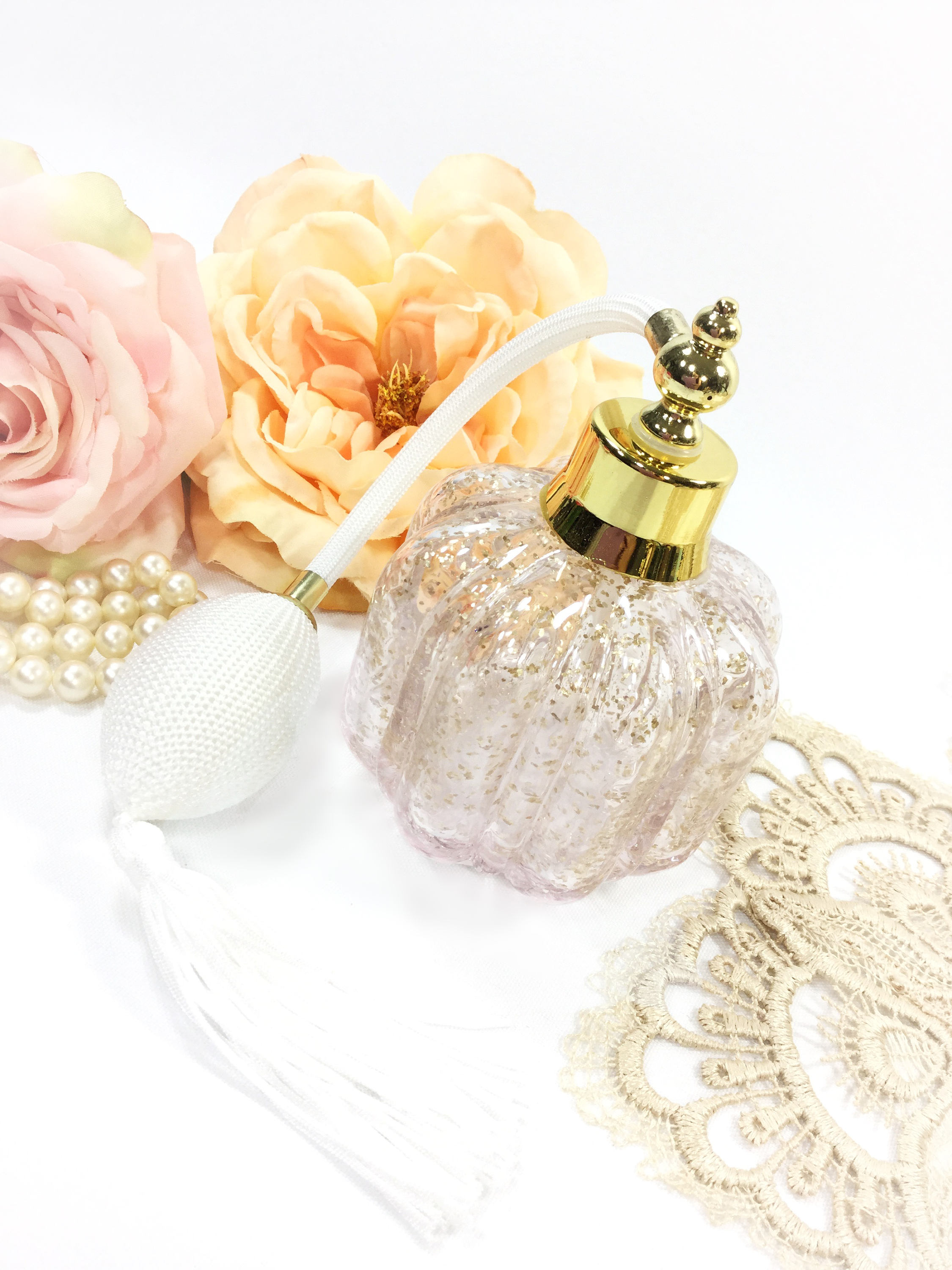 Light Pink Glass Cut Perfume Atomizer, Pink Perfume Spray Bottle for ...