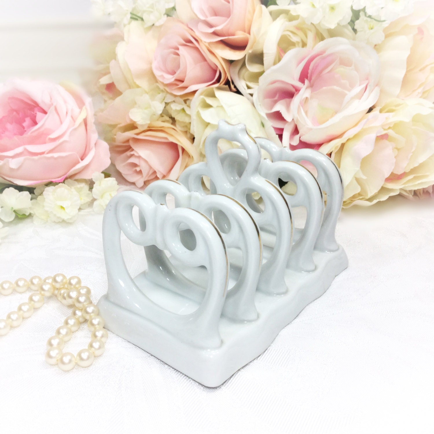 White Gilt Toast Rack, Breakfast Toast Rack, Breakfast Toast Holder ...