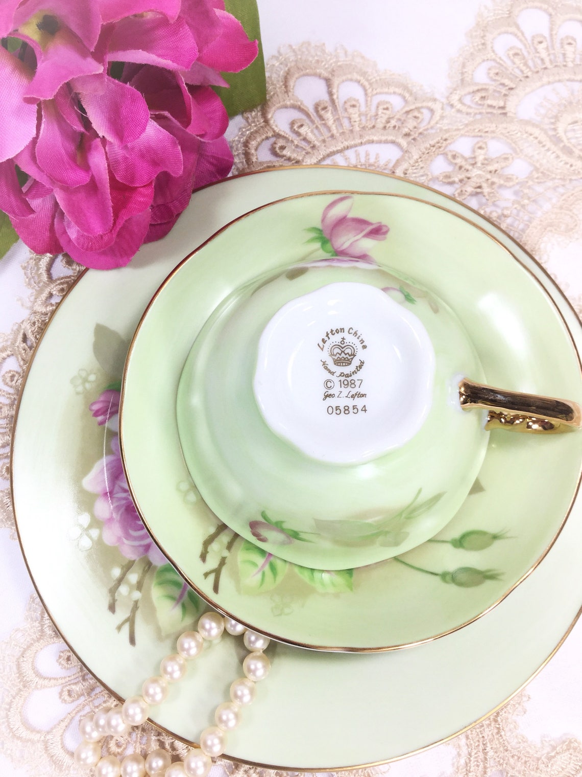 Lefton Heritage Trio Tea Set Lefton Cup Saucer & Plate - Etsy