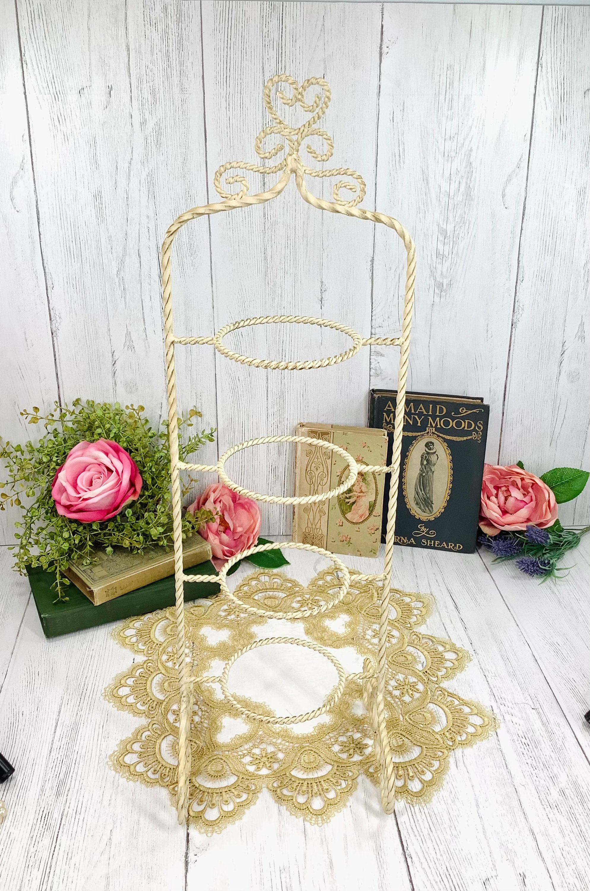 4 Tier Twisted Metal Shabby Chic Tea Cup and Saucer Display - Etsy