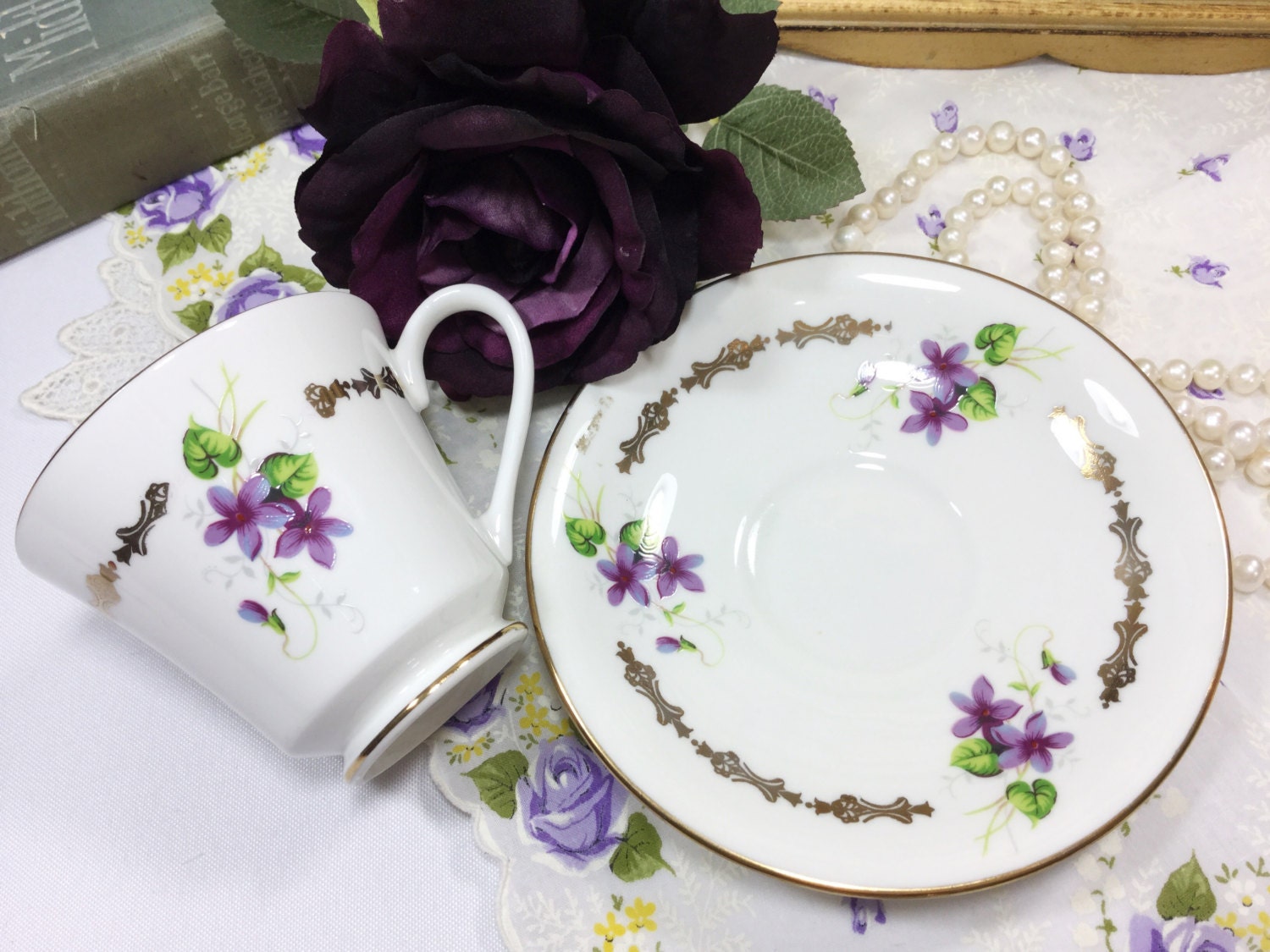 Aynsley Bone China Purple Lilac English Tea Cup & Saucer Tea Set, Tea ...