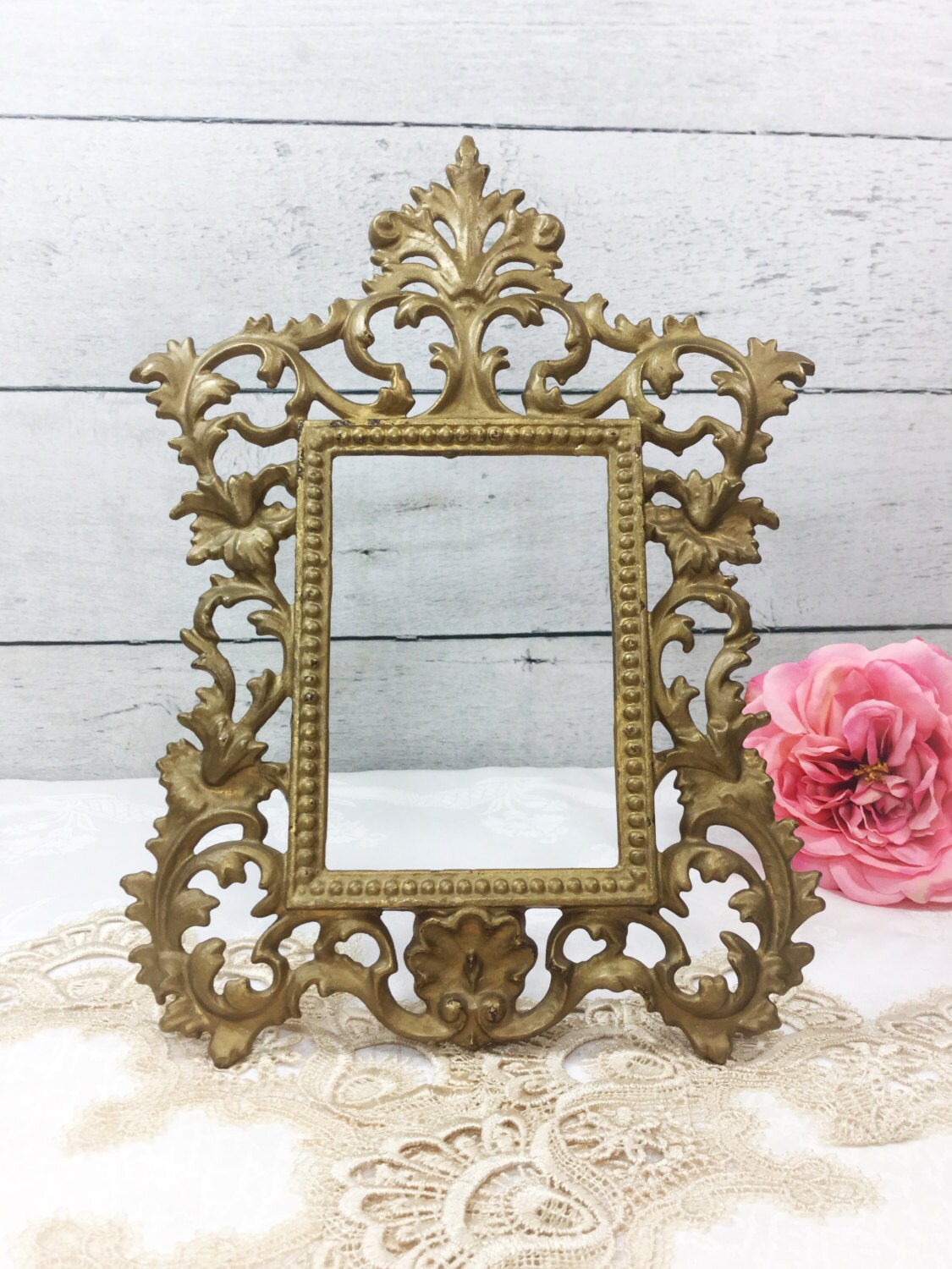 French Vintage Rocco Style, Baroque Gold Table Top Picture Frame ...
