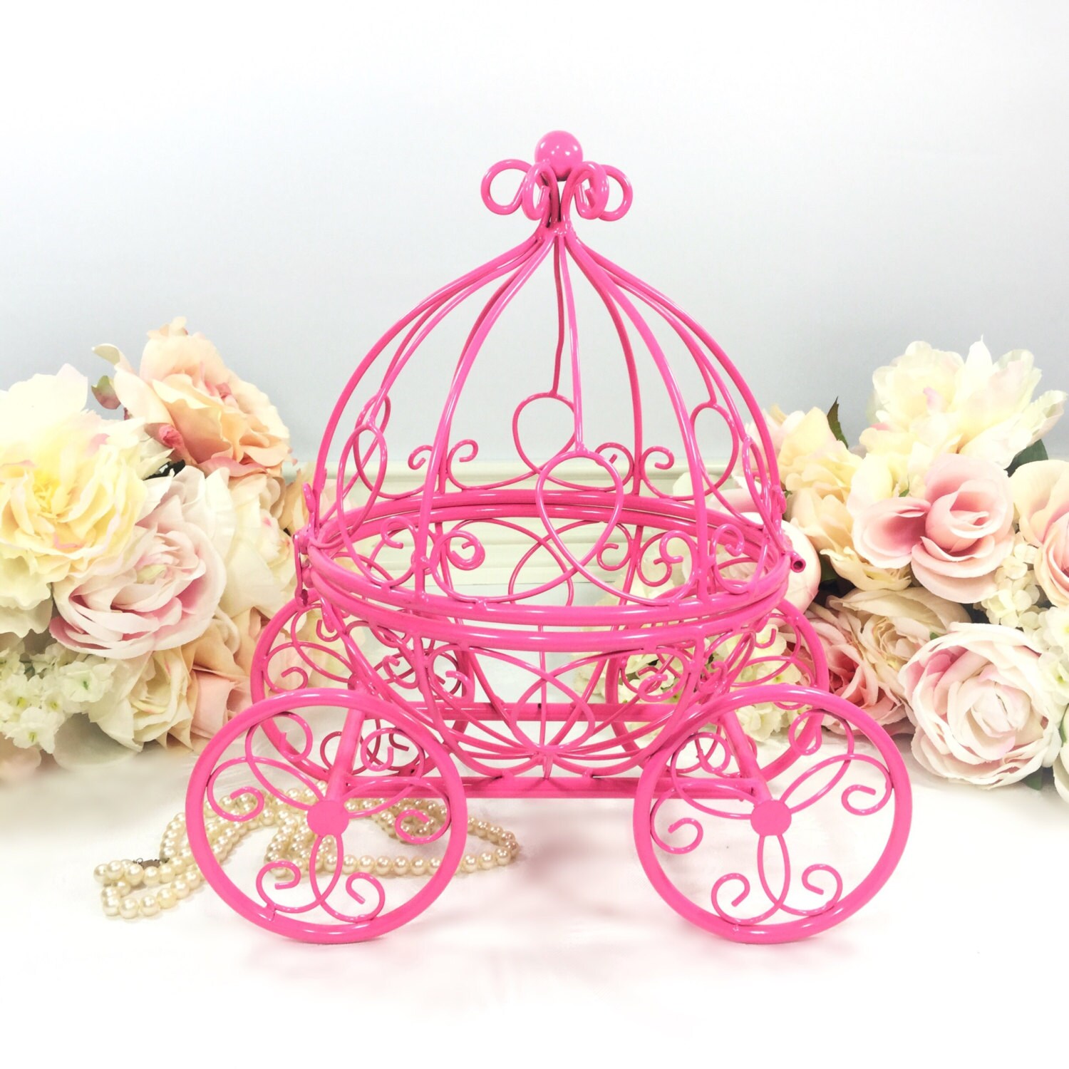 Pink Cinderella Carriage Centerpiece, Princess Carriage, Cinderella ...