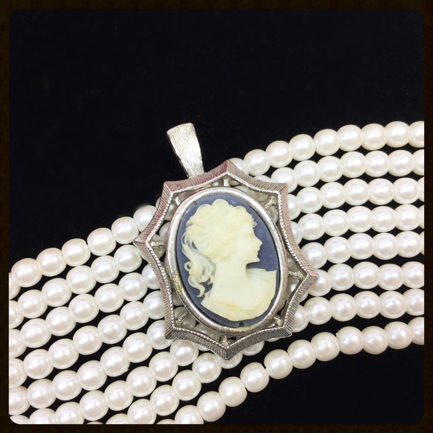 Vintage Blue Cameo Pendant, Silver Toned Cameo Pendant, Cameo Jewelry ...