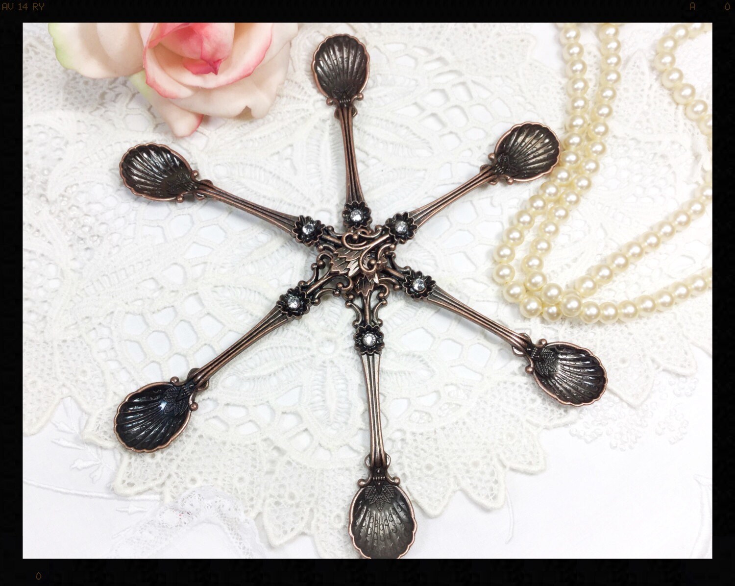 Set of 6 Dark Bronze Tea Spoons Coffee Demitasse Ice Cream Spoons ...