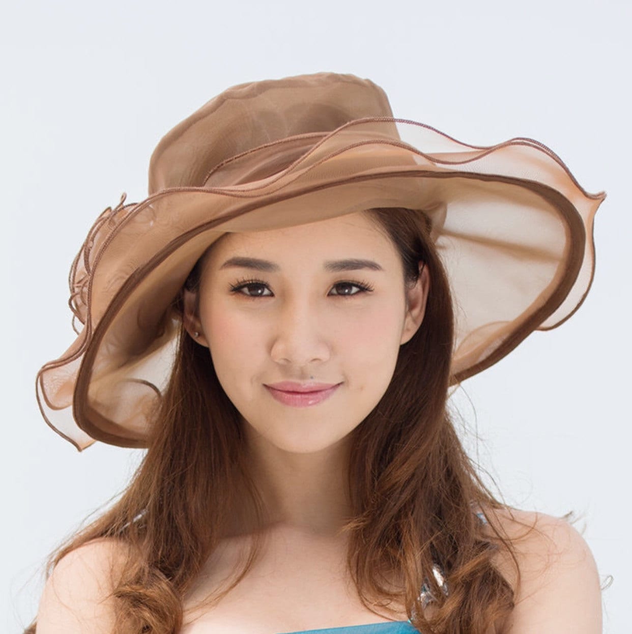 Elegant Ladies Sheer Brown Coffee Tea Party Hat, Summer Hat, Dress Up ...