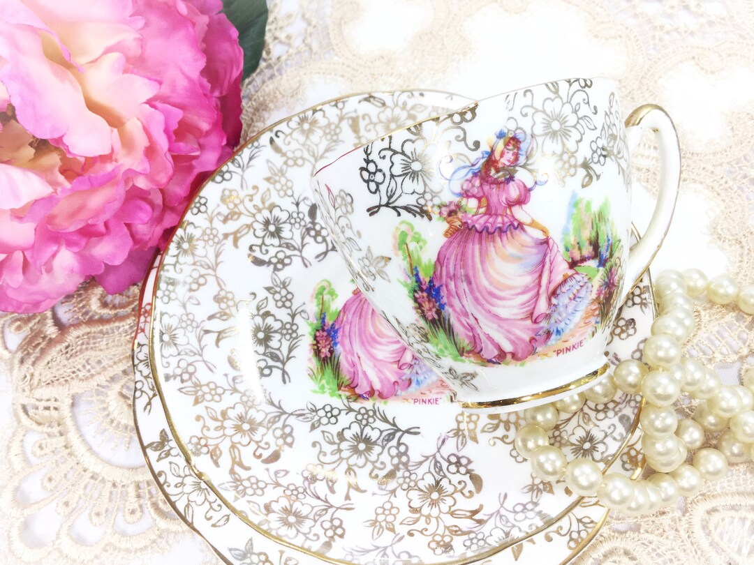 Pinkie English Tea Trio, Pinkie Teacup, Saucer, Plate, Warranted 22kt ...