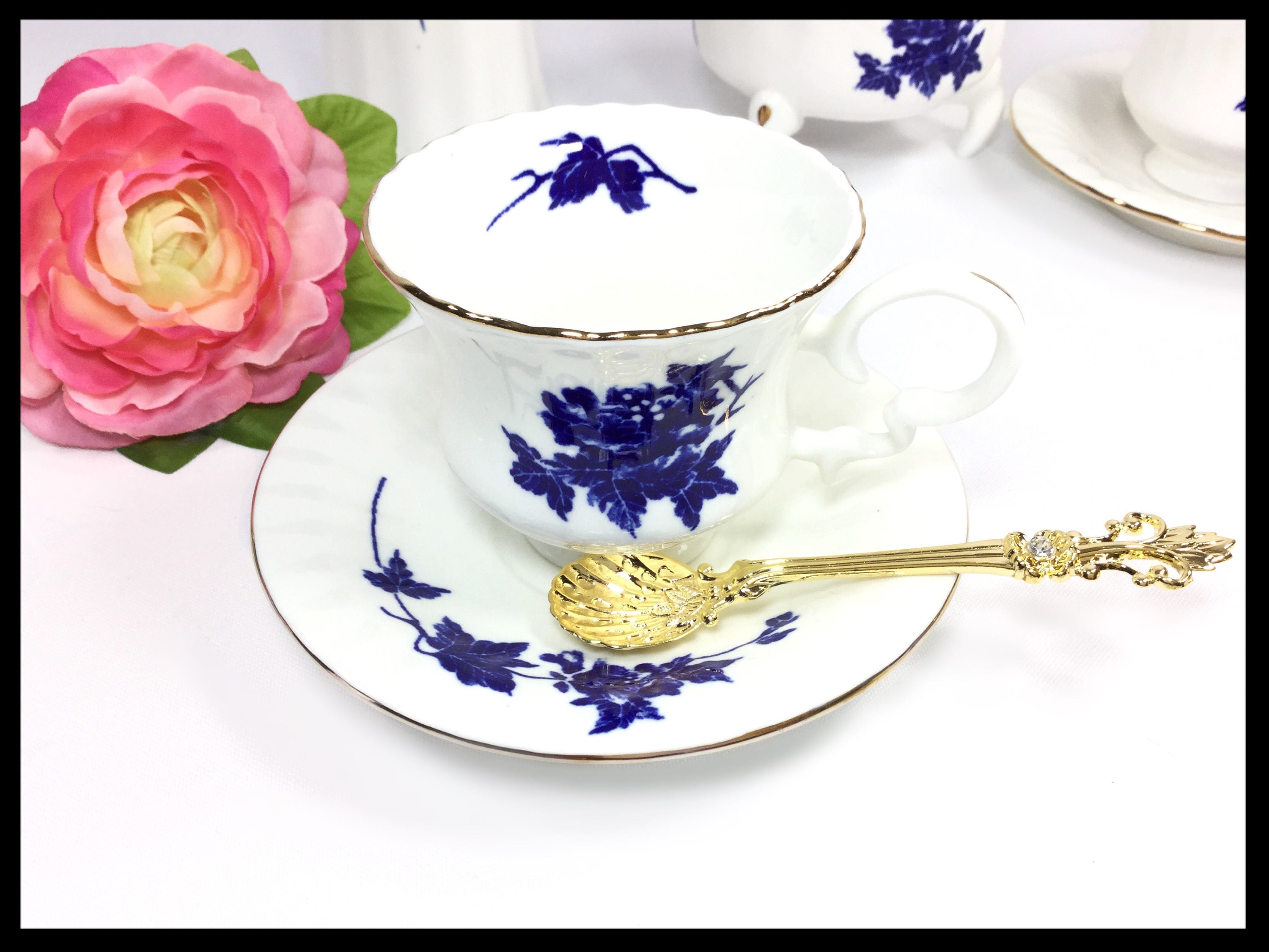 Gorgeous 21 Piece Romanian Complete Tea Set Teapot, Cup, Saucer, Spoon ...