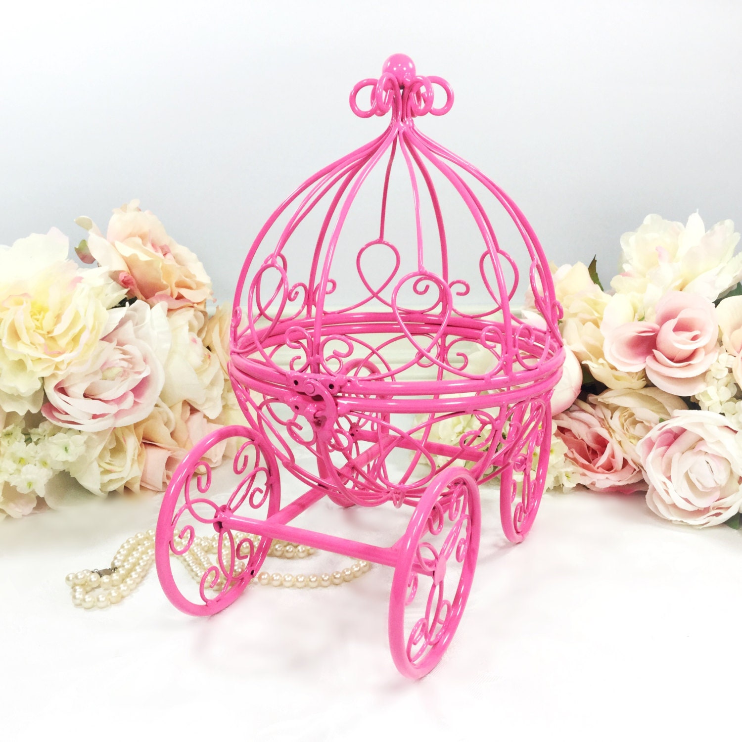 Pink Cinderella Carriage Centerpiece, Princess Carriage, Cinderella ...