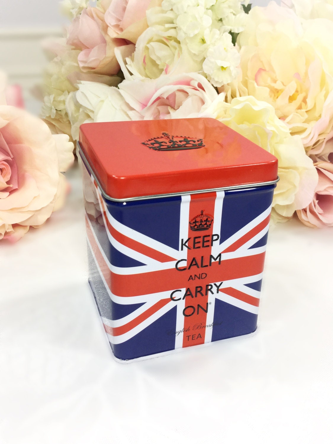 Unopened English Breakfast Tea Tin, Keep Calm & Carry On English Tea ...