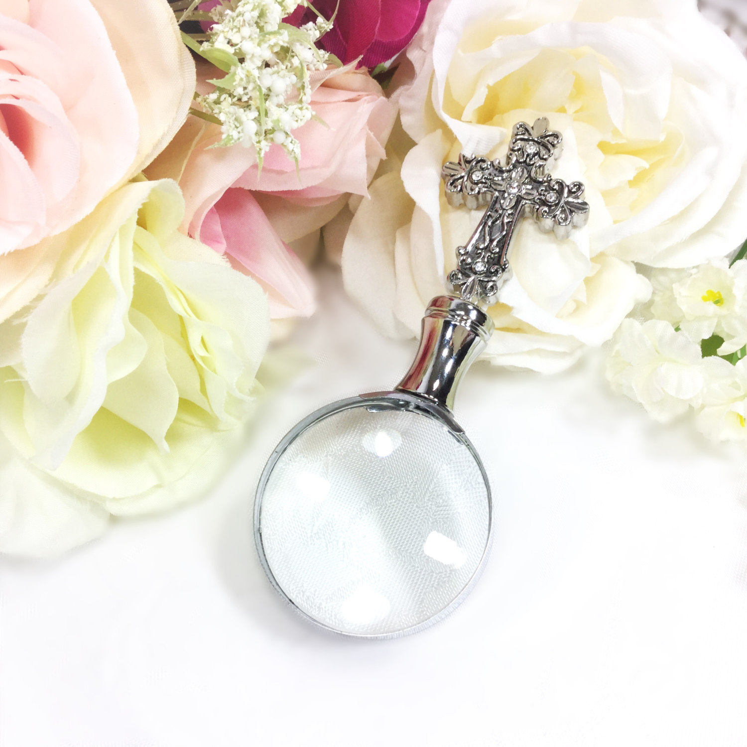Chic Silver Cross Magnifying Glass, Vintage Office Decor, Vintage Desk ...