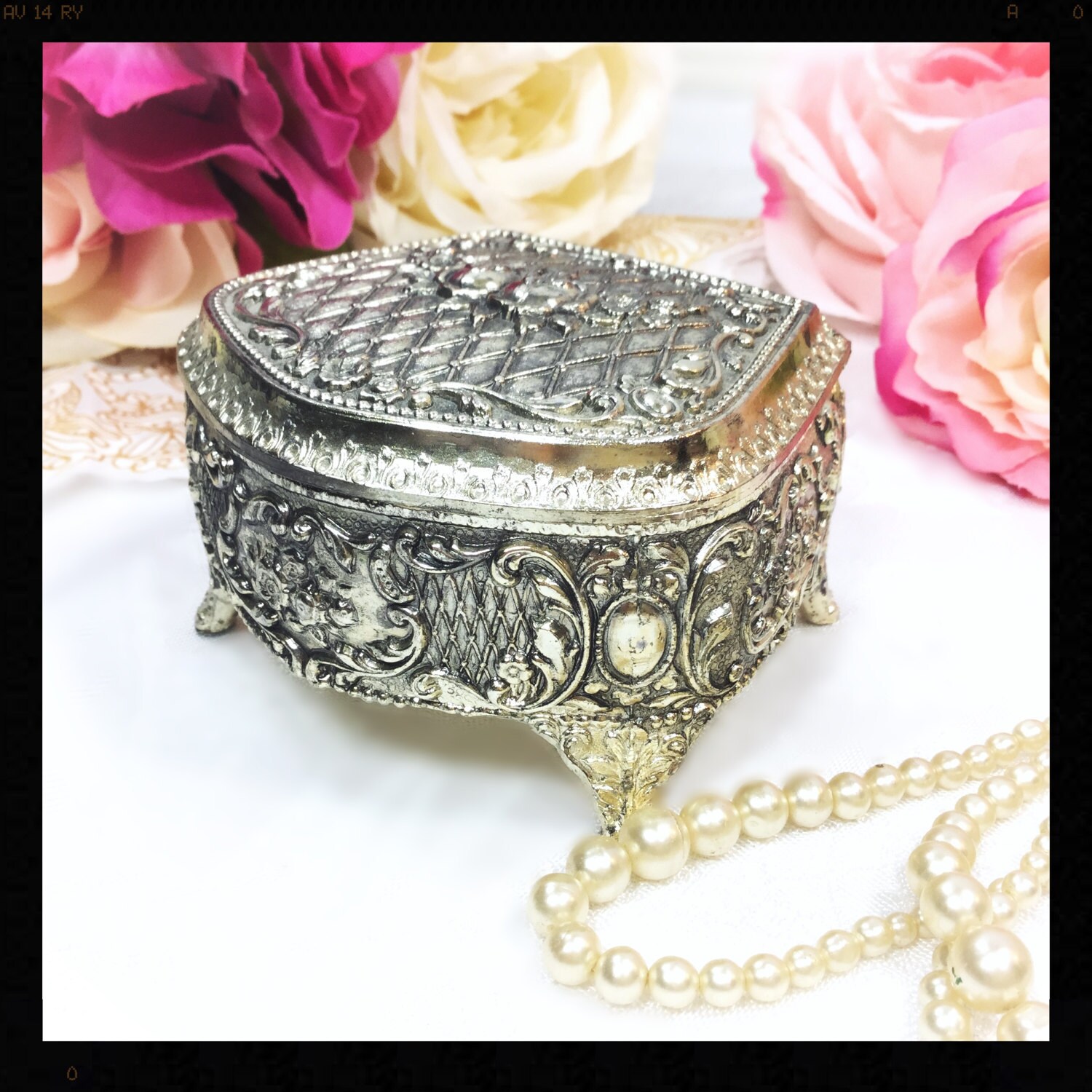 Red Lined Silver Trinket Box, Silver Jewlery Box, Ring Box, Gift ...