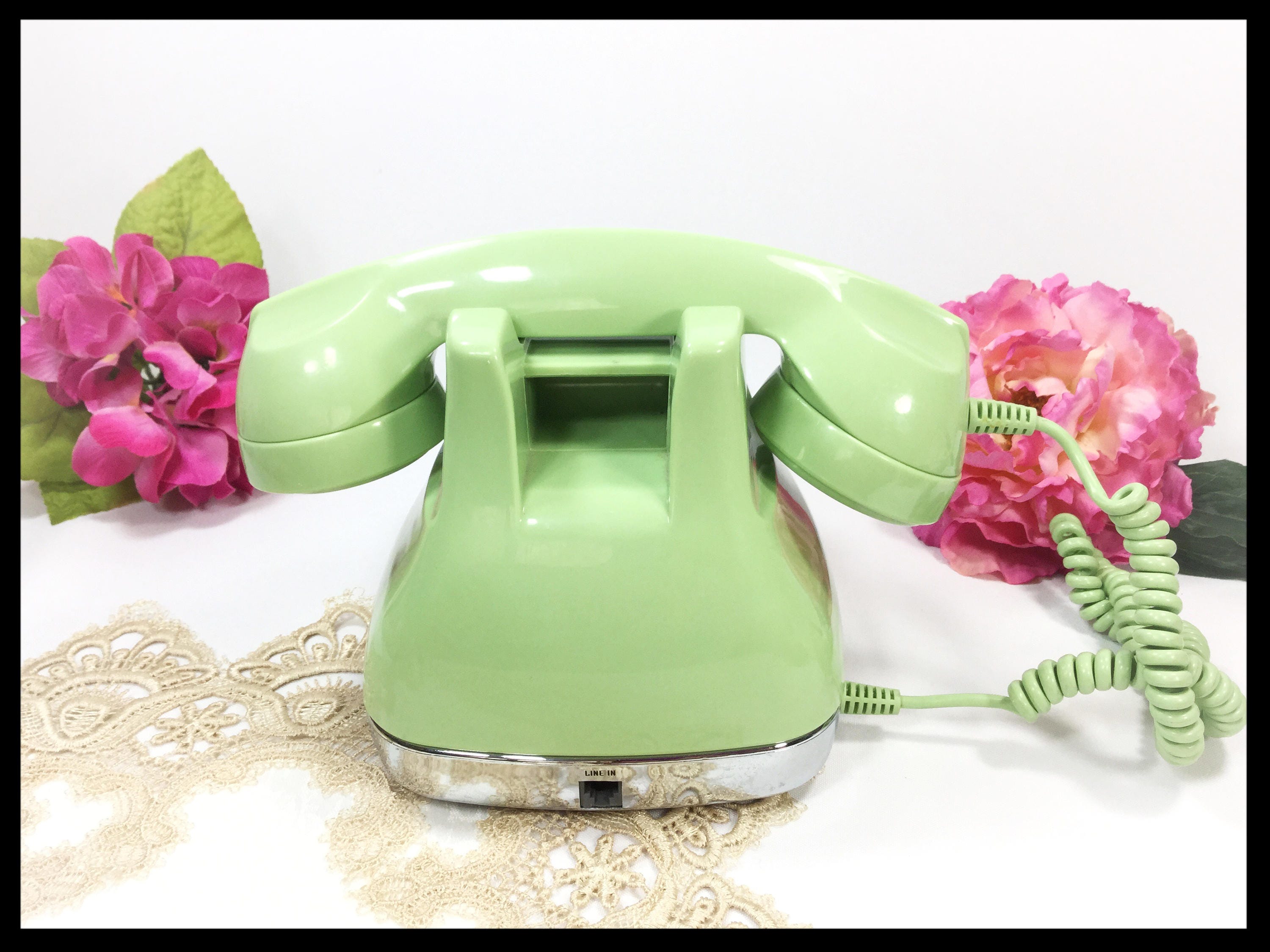 Polyconcept Metro Push Button Telephone, Green Corded Desk Top Phone ...