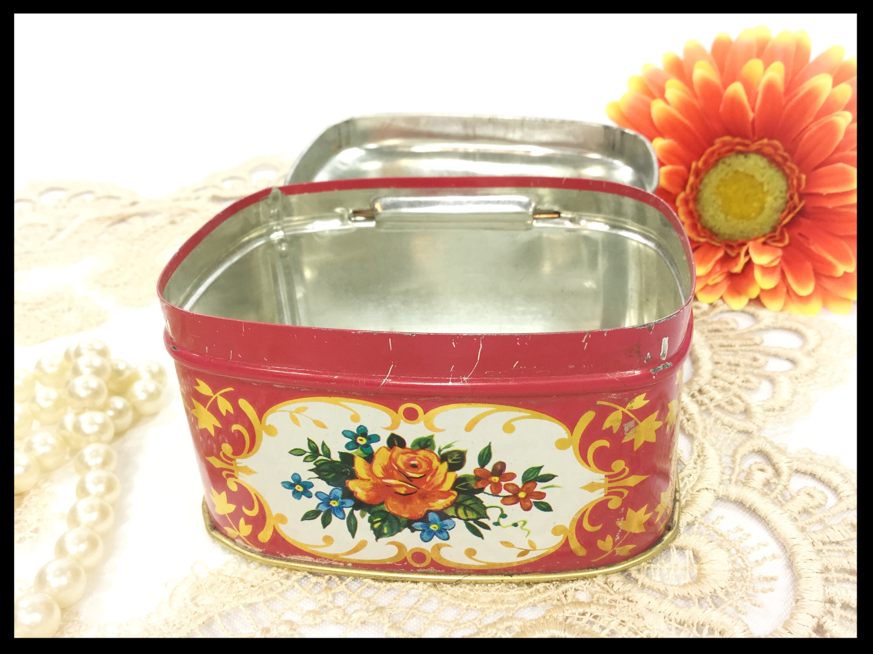 Victorian Inspired Floral Tea Tin, Floral Tin Tea Caddy, Tea Storage ...