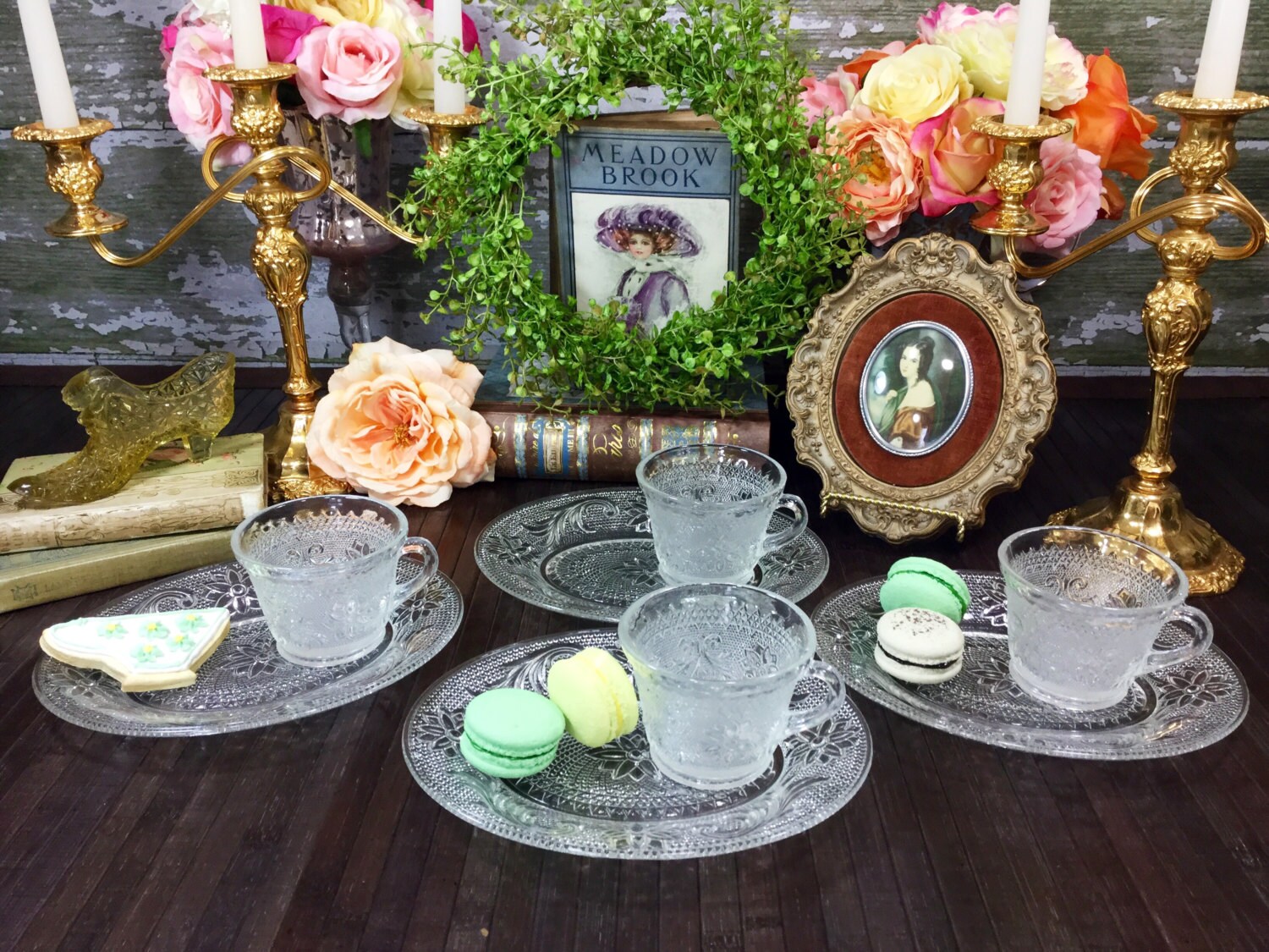 Set of 4 Oval Tiara Chantilly Clear Indiana Glass Company Tiara Design ...